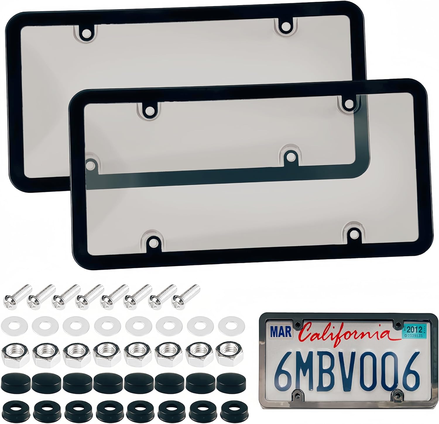 Amazon.com: WASYDY 2 Pack Universal Car License Plate Cover & Frames ...