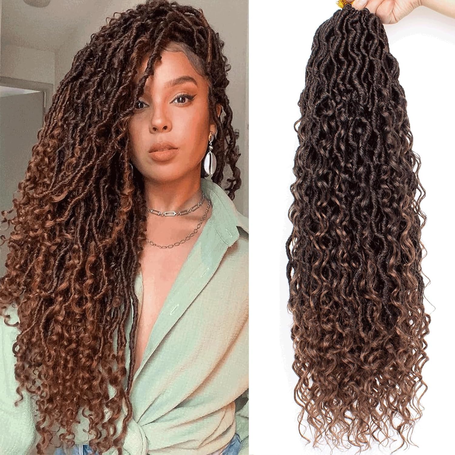 Xtrend 8 packs Boho Faux Locs Crochet Hair Pre-Looped Messy River ...