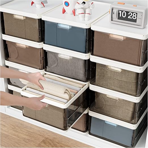 Amazon.com: SNSLXH 24Qt, Upgrade Large Stackable Storage Bins, Foldable ...