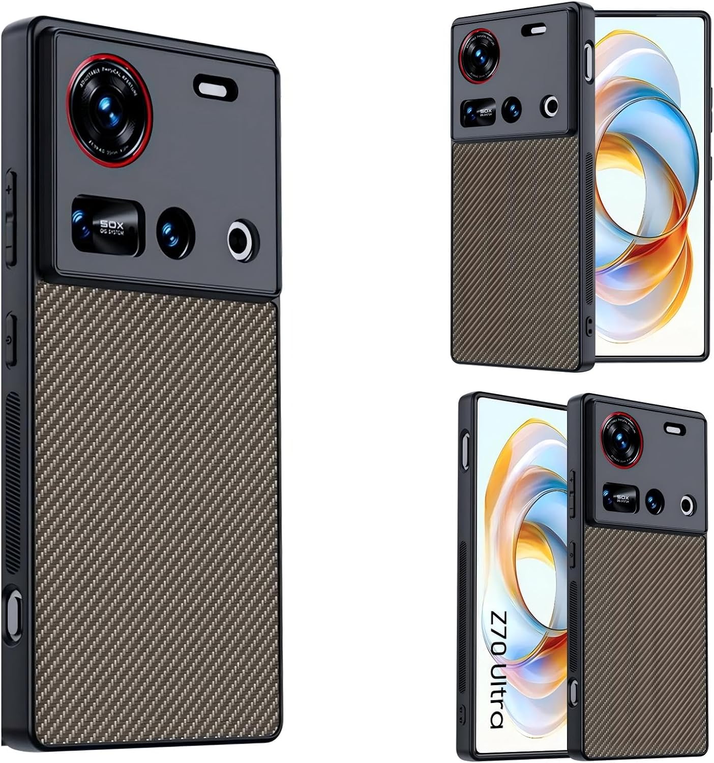 Hülle Case for Z70 Ultra Cover Carbon Fiber,Textured Leather Slim ...