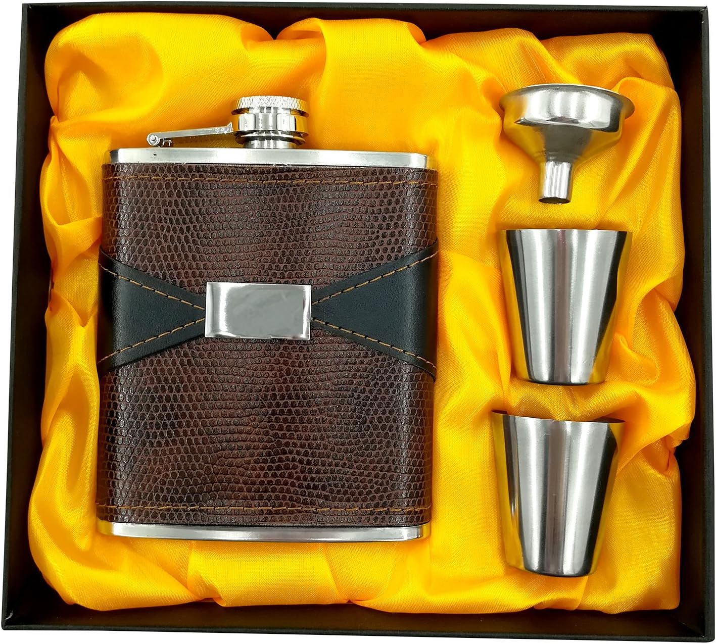 Amazon.com | Party Bar. Vintage Portable Leather Stainless Steel Flagon ...