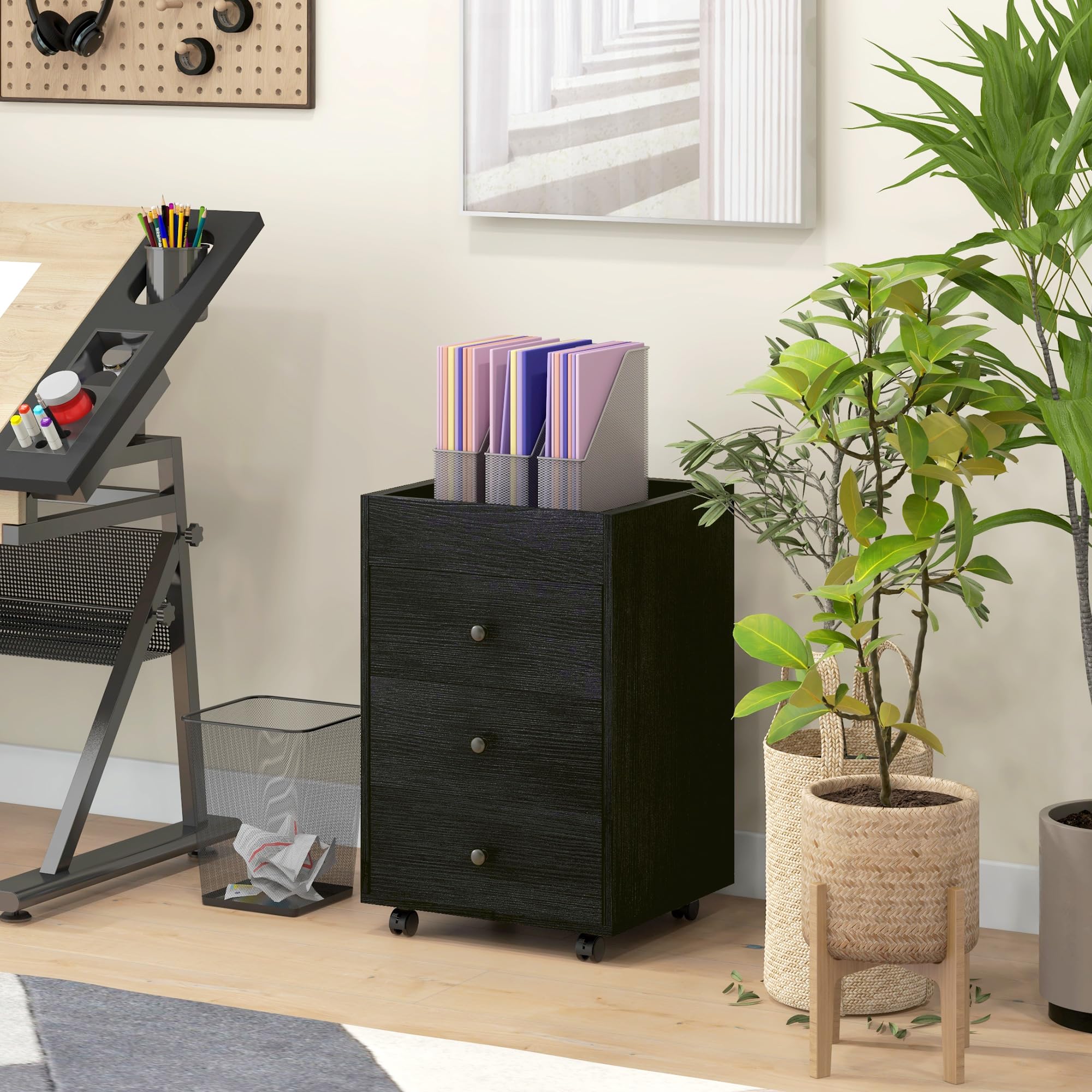 Snapklik.com : HOMCOM 3 Drawer Home Office Storage Cabinet, Office ...