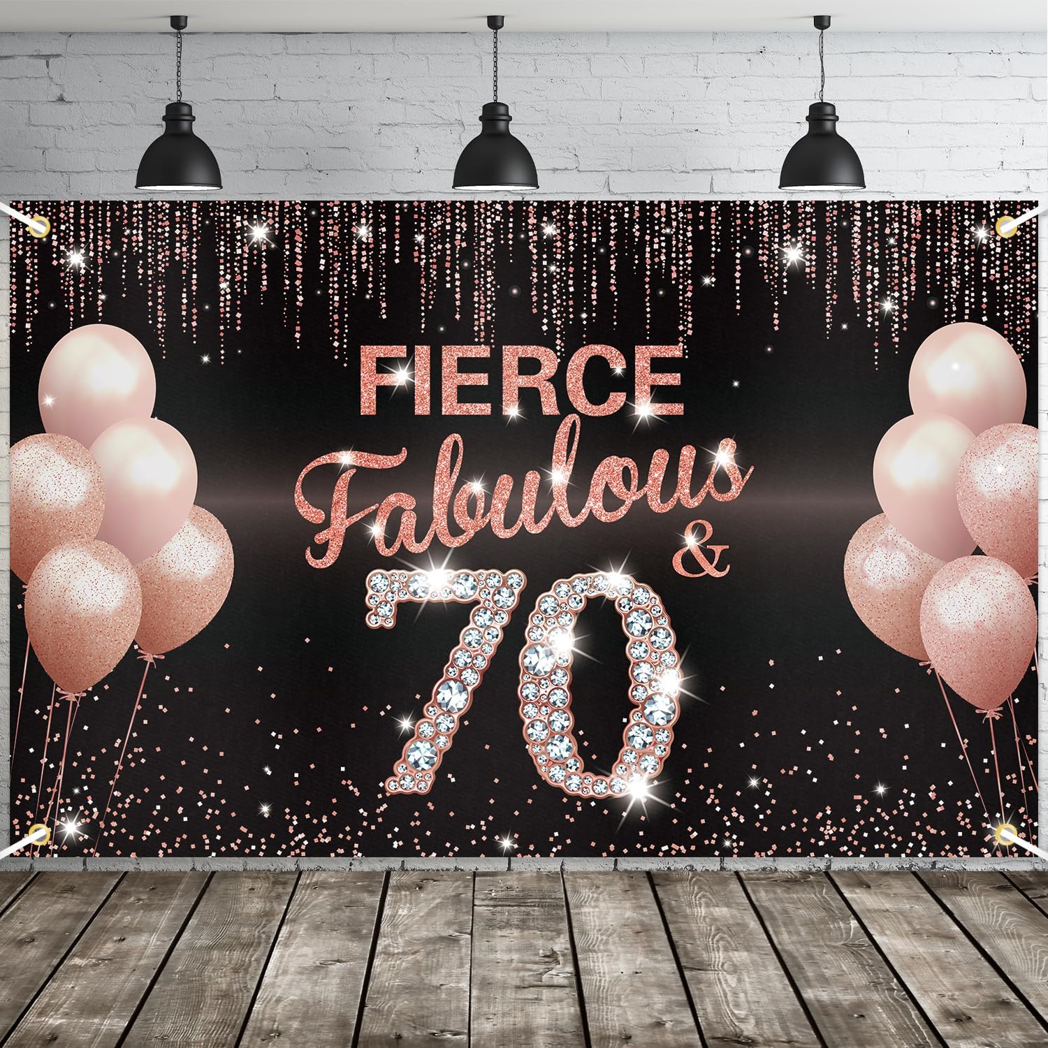 Amazon.com: JOYKY Fierce Fabulous and 70 Banner, Rose Gold Happy 70th ...