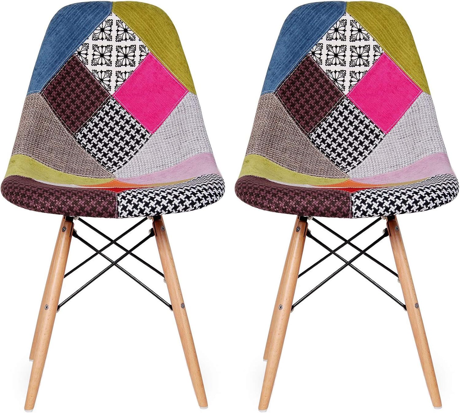 Amazon.com - 2xhome Set of Two (2) - Fabric Side Chair Natural Wood ...