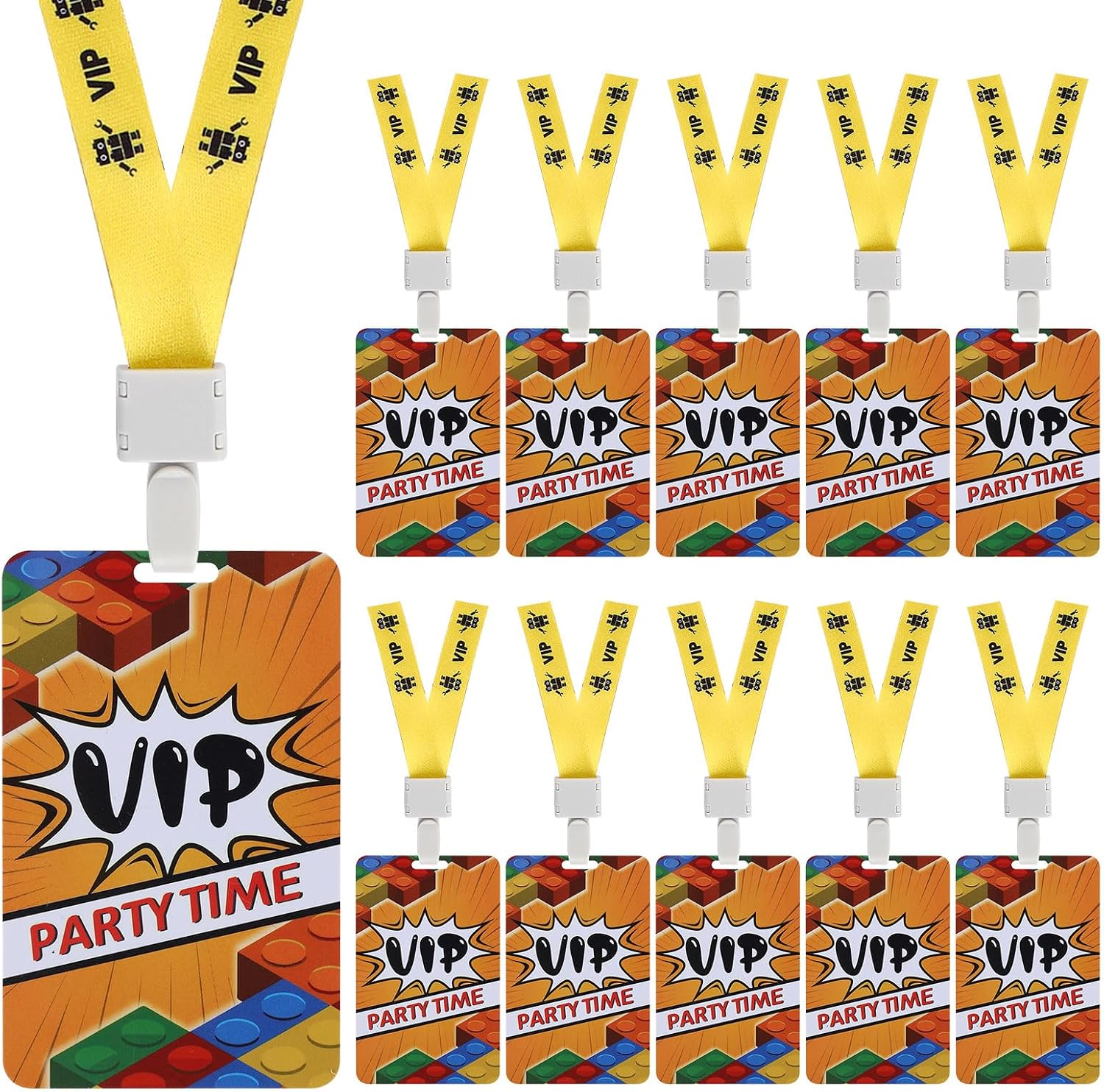 Amazon.com : 10 Sets Building Blocks Pass Cards with Badge lanyards ...