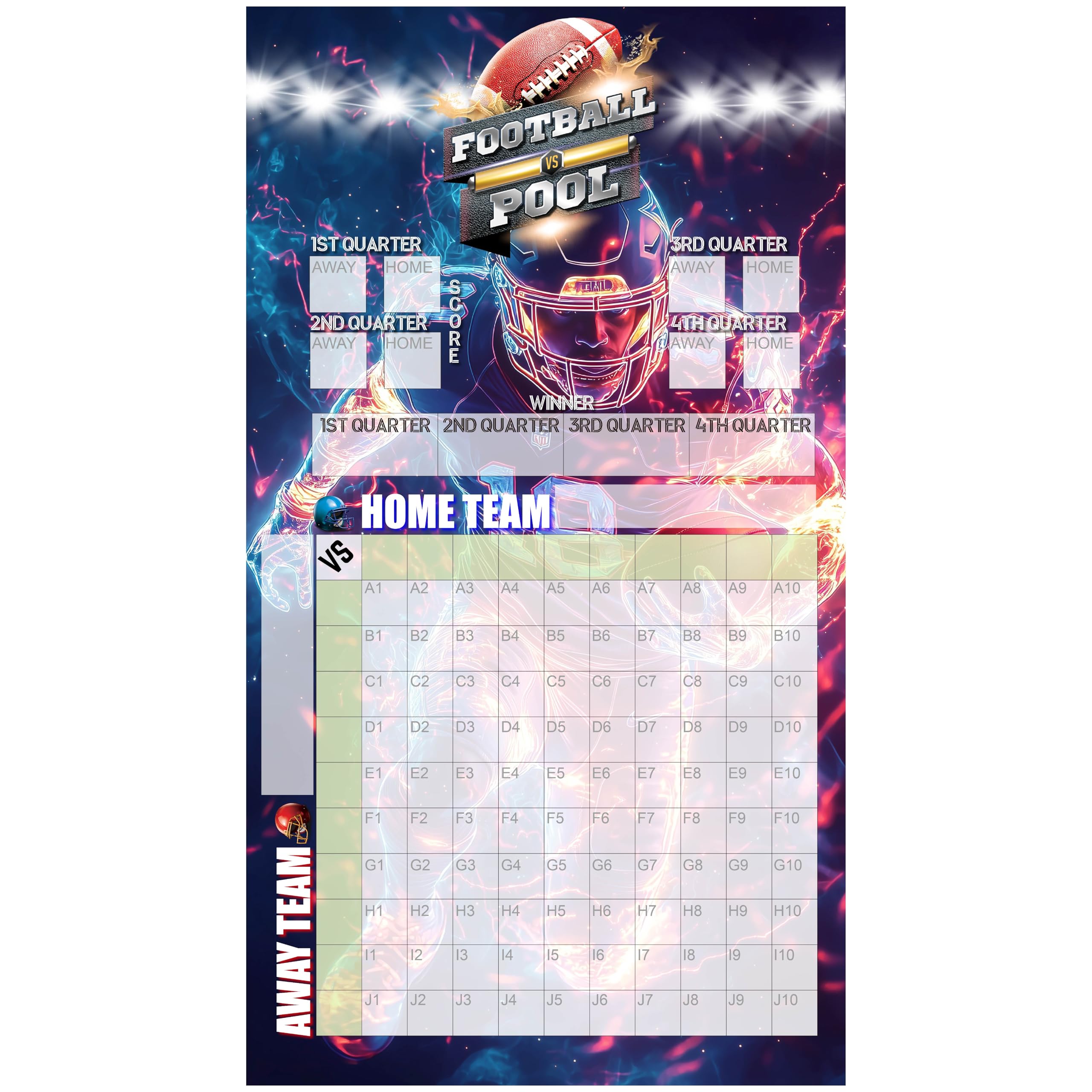 Amazon.com: Bambluby Football Pool Poster - 35" x 19" Football Squares ...