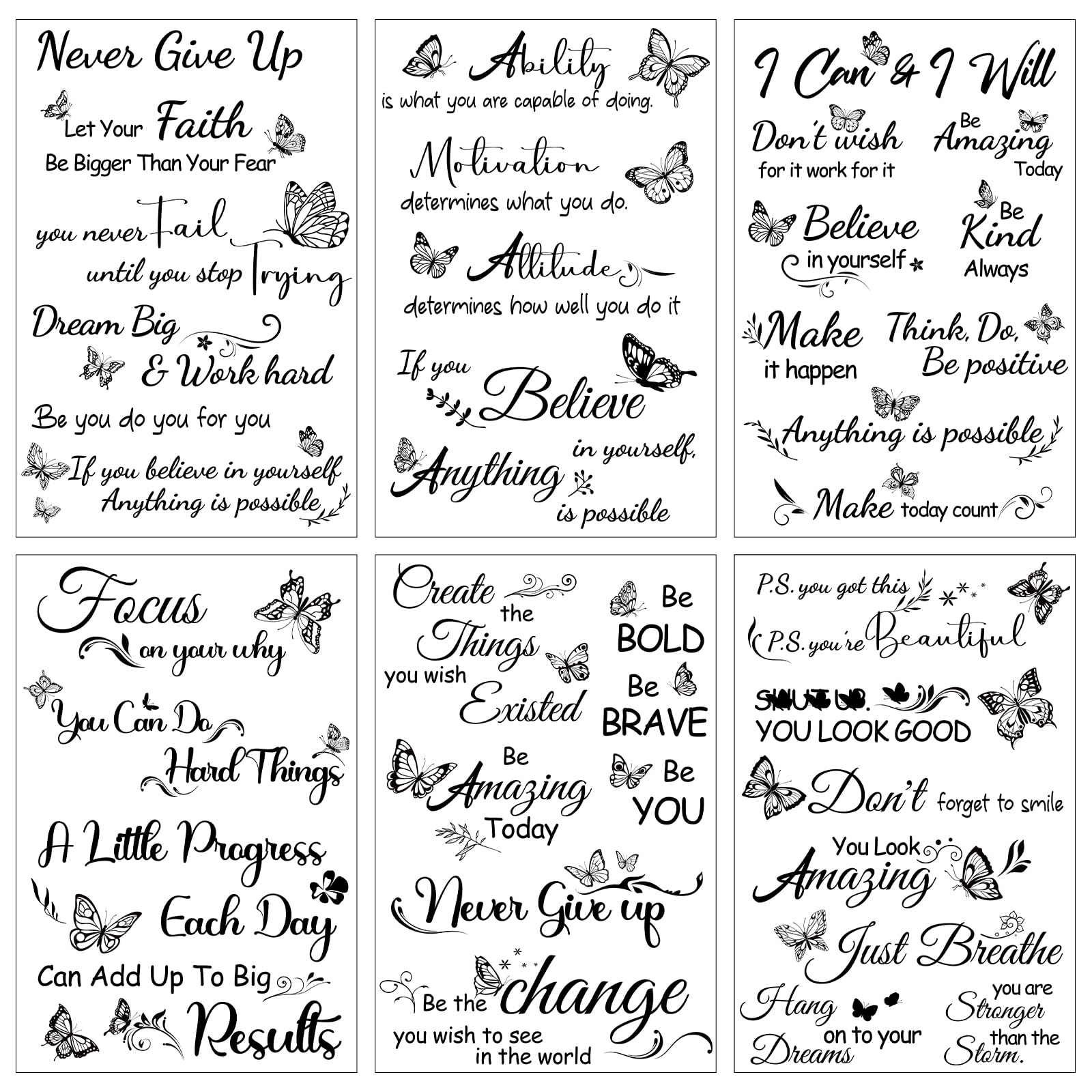 Amazon.com: Inspirational Words Rub on Transfers for Crafts - Wxiben 6 ...