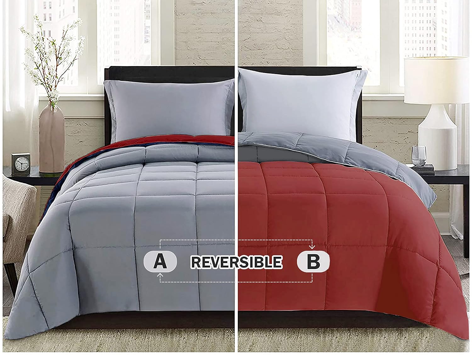 BSB HOME Microfiber Solid Reversible Soft AC Comforter Double Bed ...