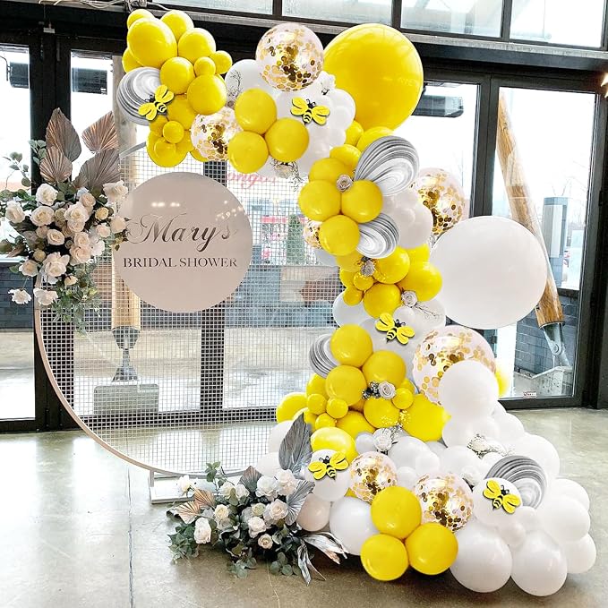 Amazon.com: 102pcs Yellow White Balloon, White Yellow Balloon Garland ...