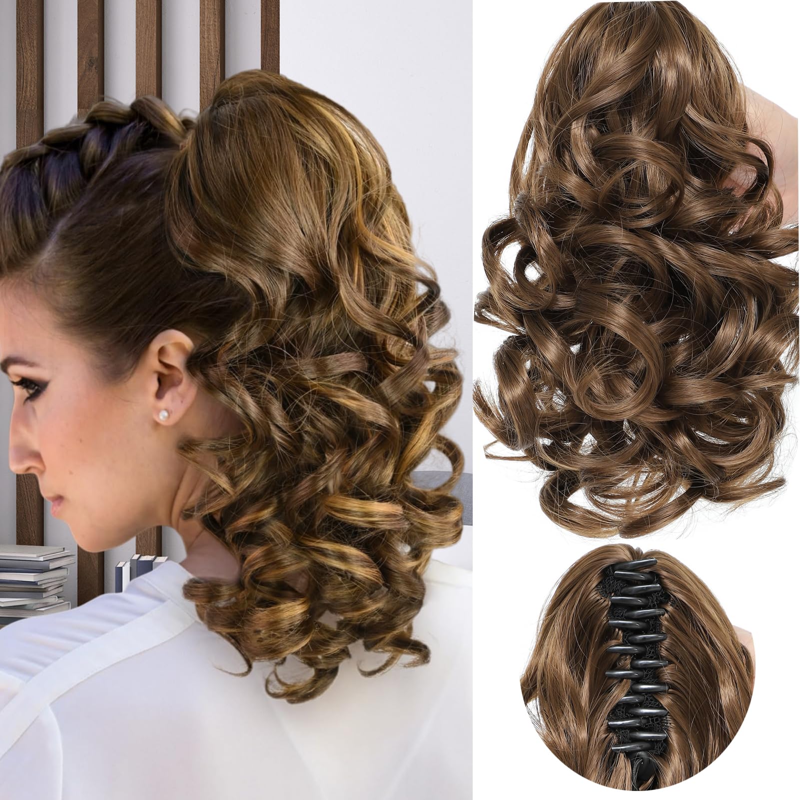 Amazon.com : 12" Short Curly Claw Ponytail Extensions Clip in Hair ...