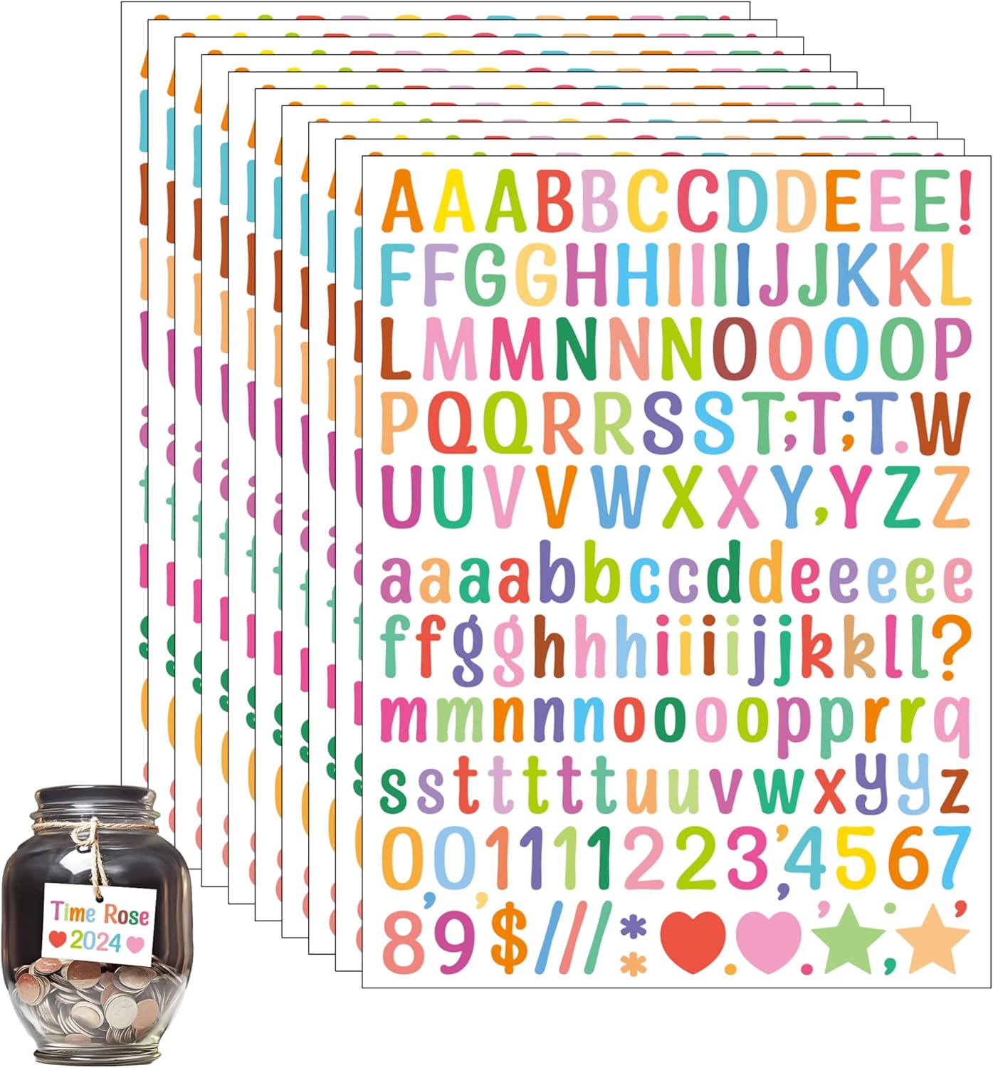 Amazon.com: 10 Sheet 1/2 Inch Small Letter Stickers, 1560Pcs Self ...