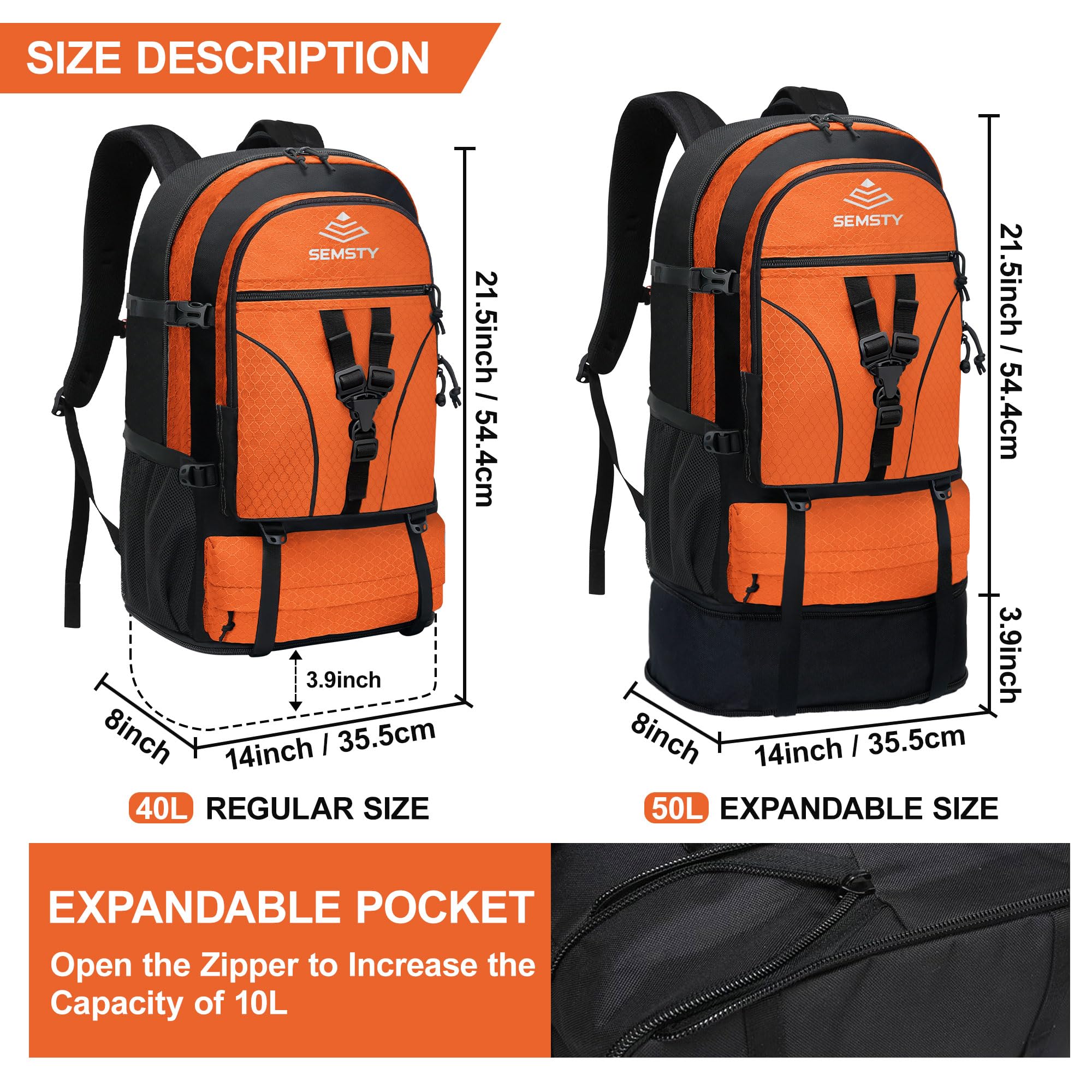 Snapklik.com : Hiking Backpack, 30L/40L/50L Expandable Hiking Backpack ...