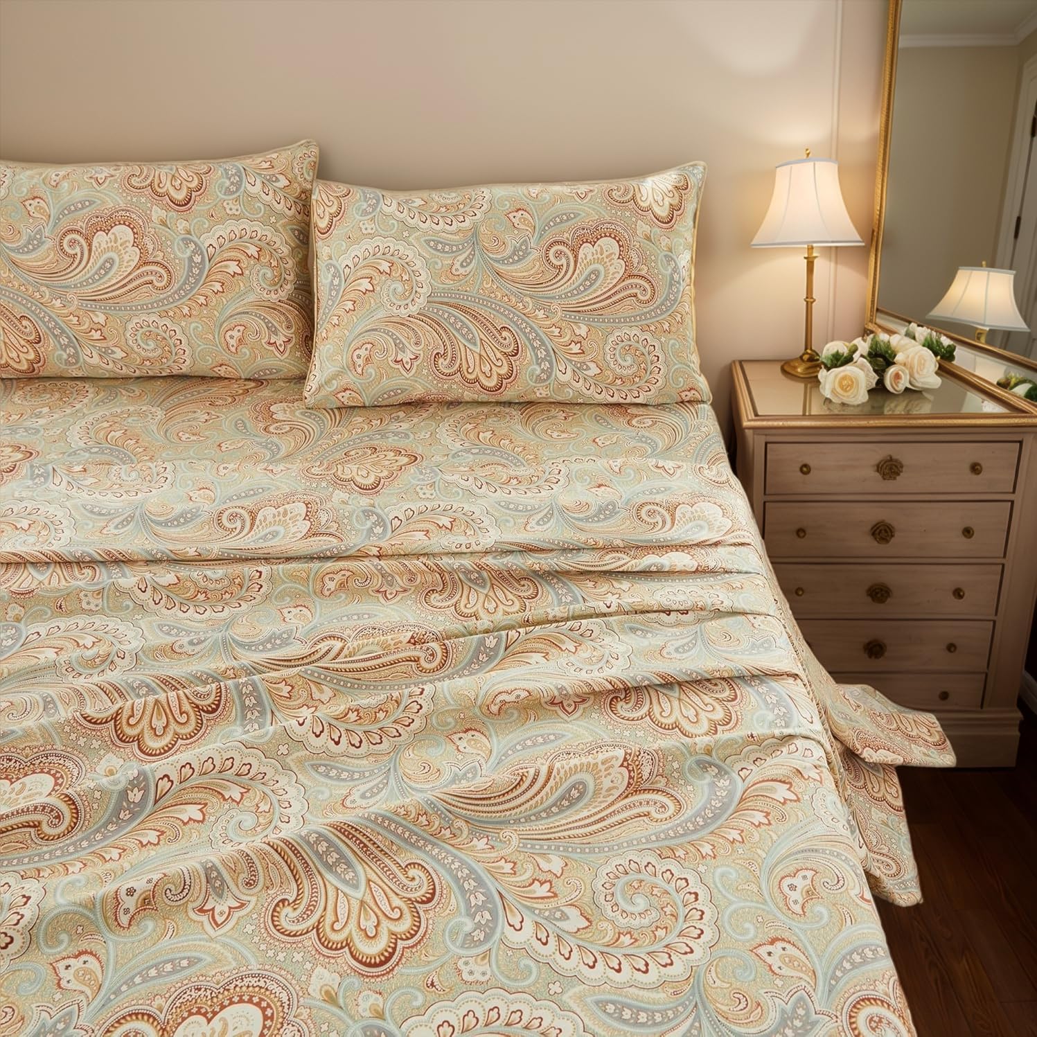 Amazon.com: Brandream Paisley Bedding Gold Classy Regal Themed Boho Bed ...