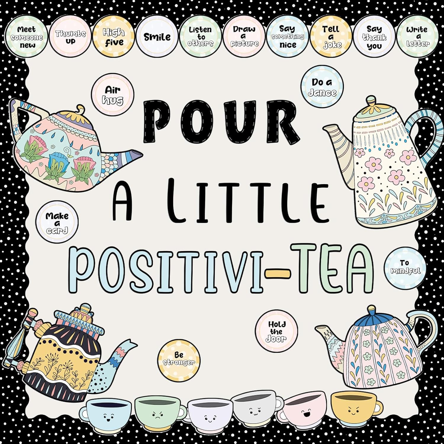 Amazon.com: MotiMind 71 Pcs Positivi-Tea Bulletin Board Set Kindness ...