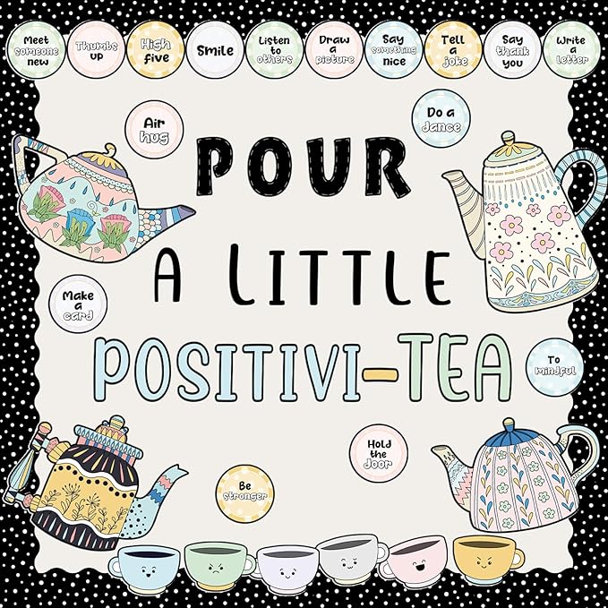 Amazon.com: MotiMind 71 Pcs Positivi-Tea Bulletin Board Set Kindness ...