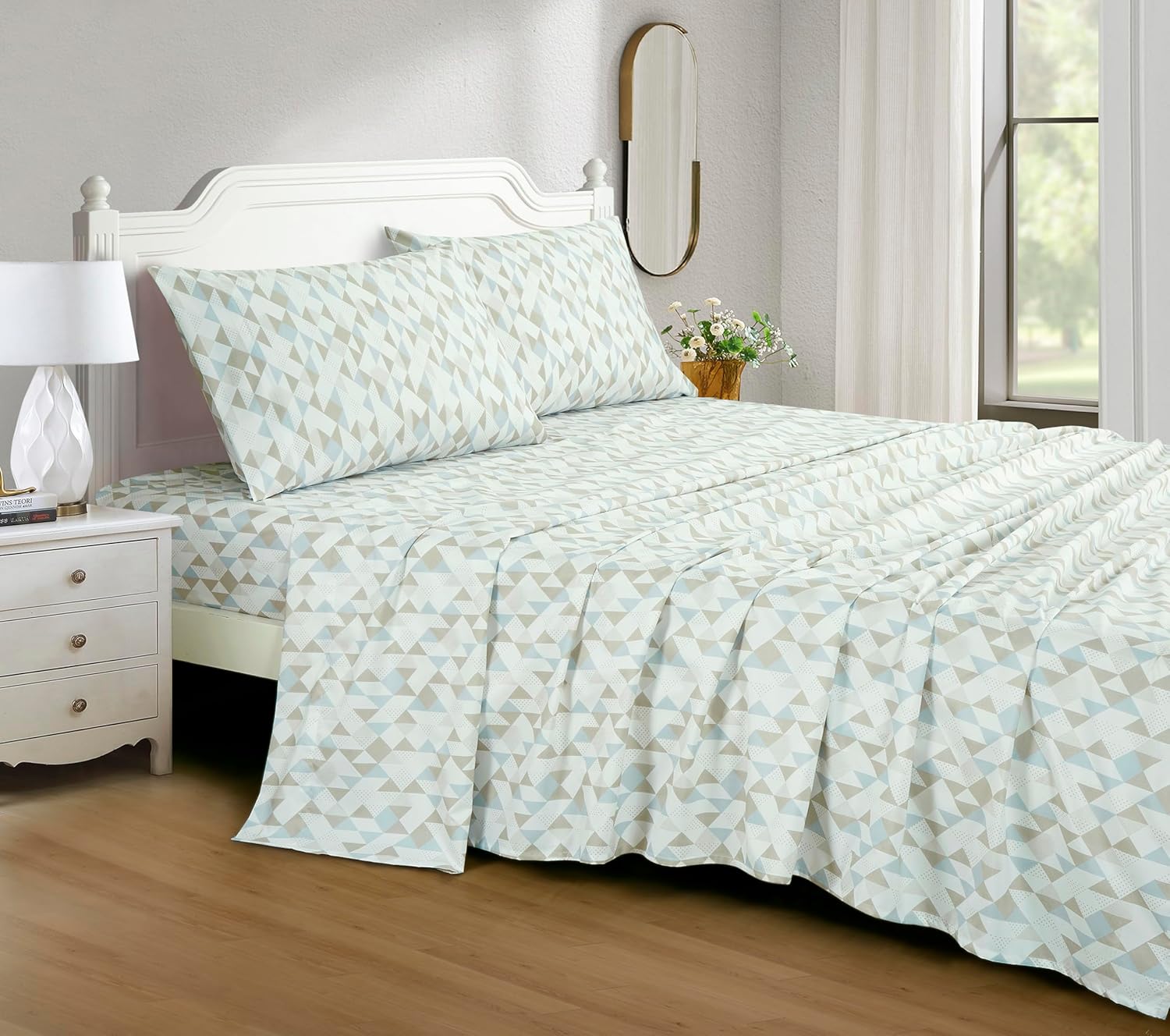 Amazon.com: Chezmoi Collection 4-Piece Lodge Geometric Sheet Set Full ...