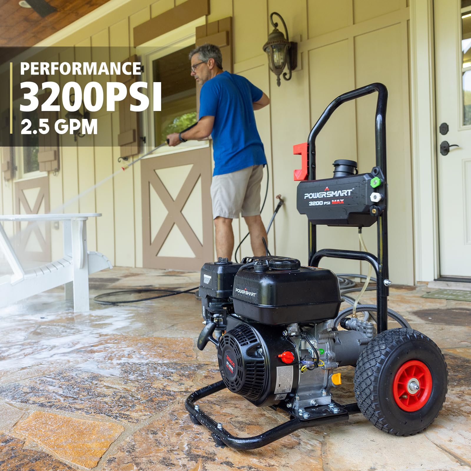 Snapklik.com : PowerSmart Gas Pressure Washer 3200 PSI, 2.5 GPM,3L Soap ...