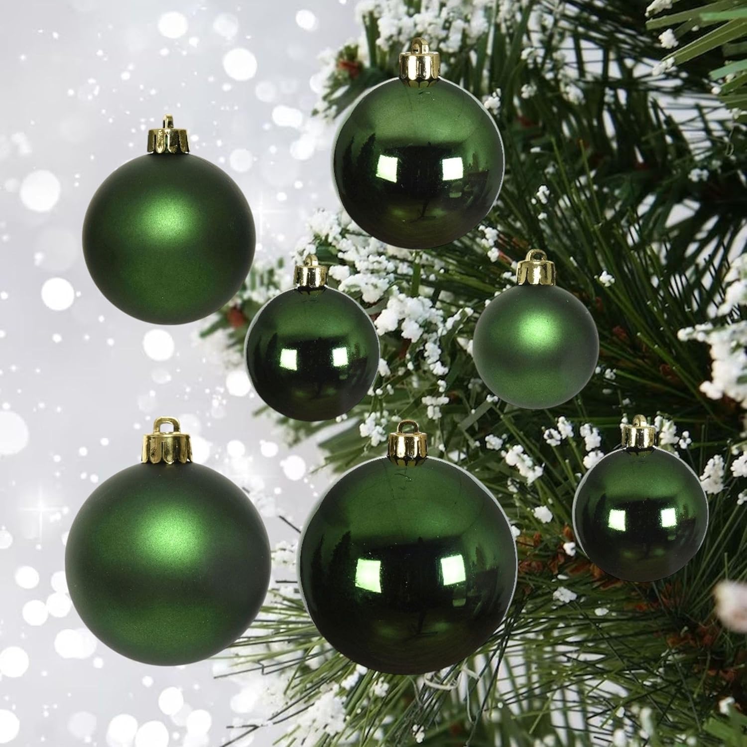 30 pine green christmas baubles - round bauble decorations - christmas ...
