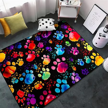 Amazon.com: Paw Print Rug - Cute Colorful Dog Cat Paw Print Rugs ...