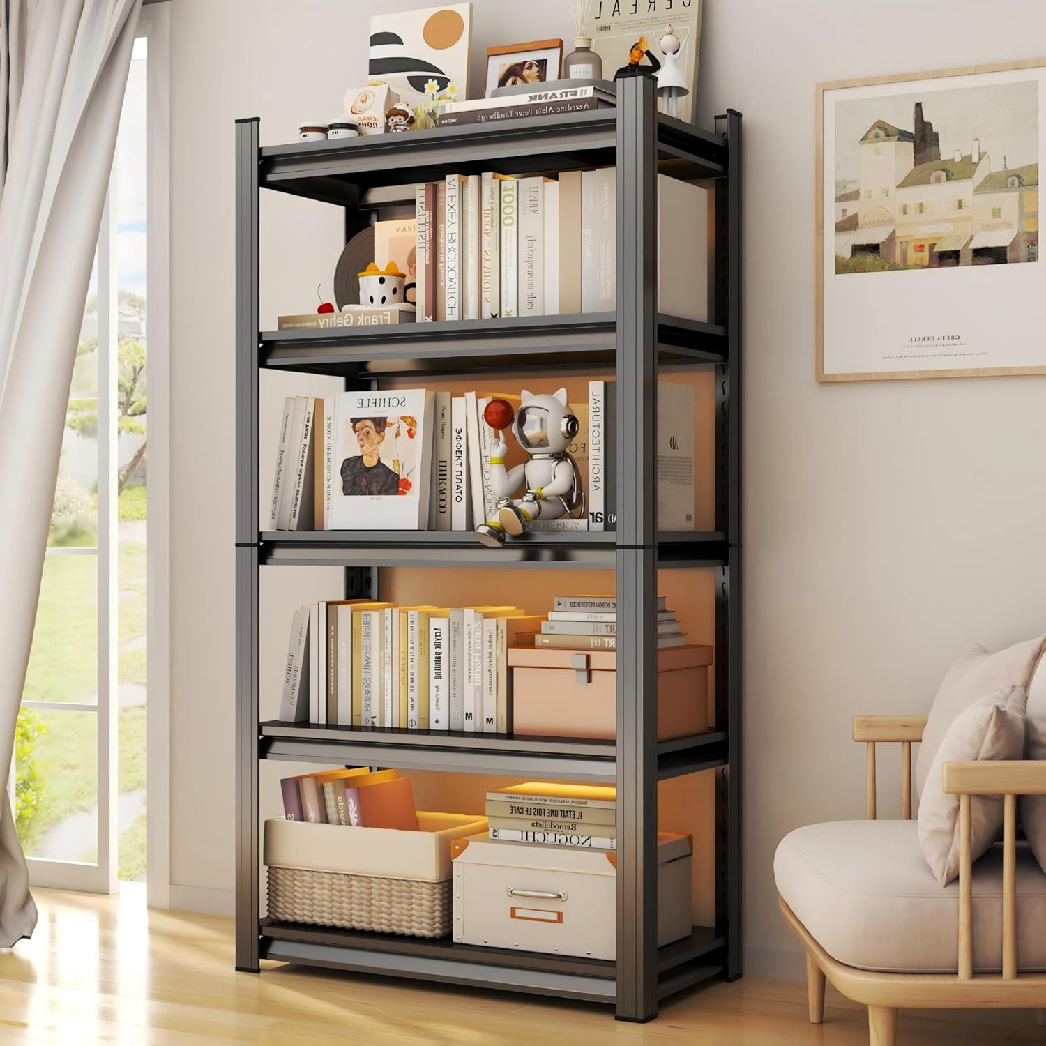 Amazon.com: 77" Inch Tall Book Shelf, Screwless Installation Metal ...