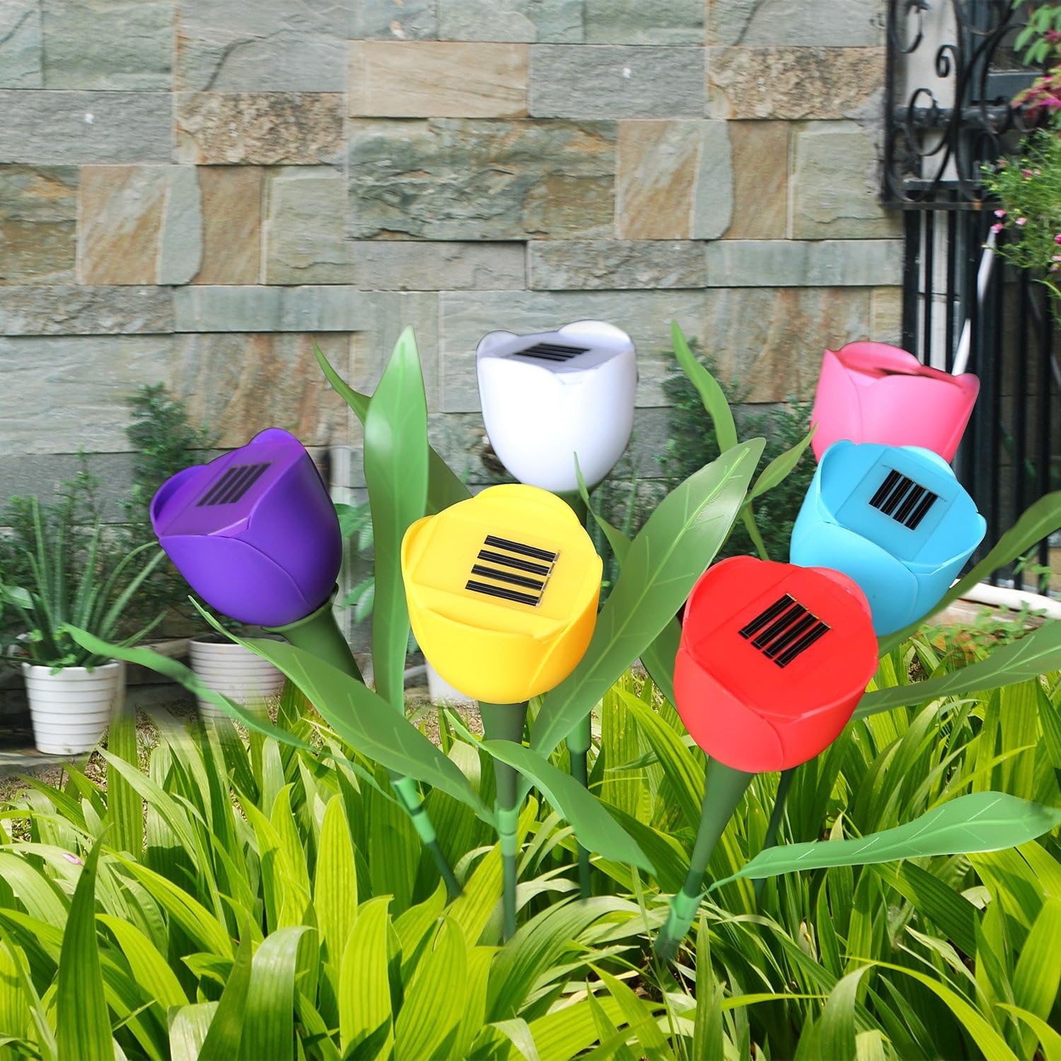 Amazon.com: Solarek Tulip Flower Shape Solar Powered LED Lamp Outdoor ...