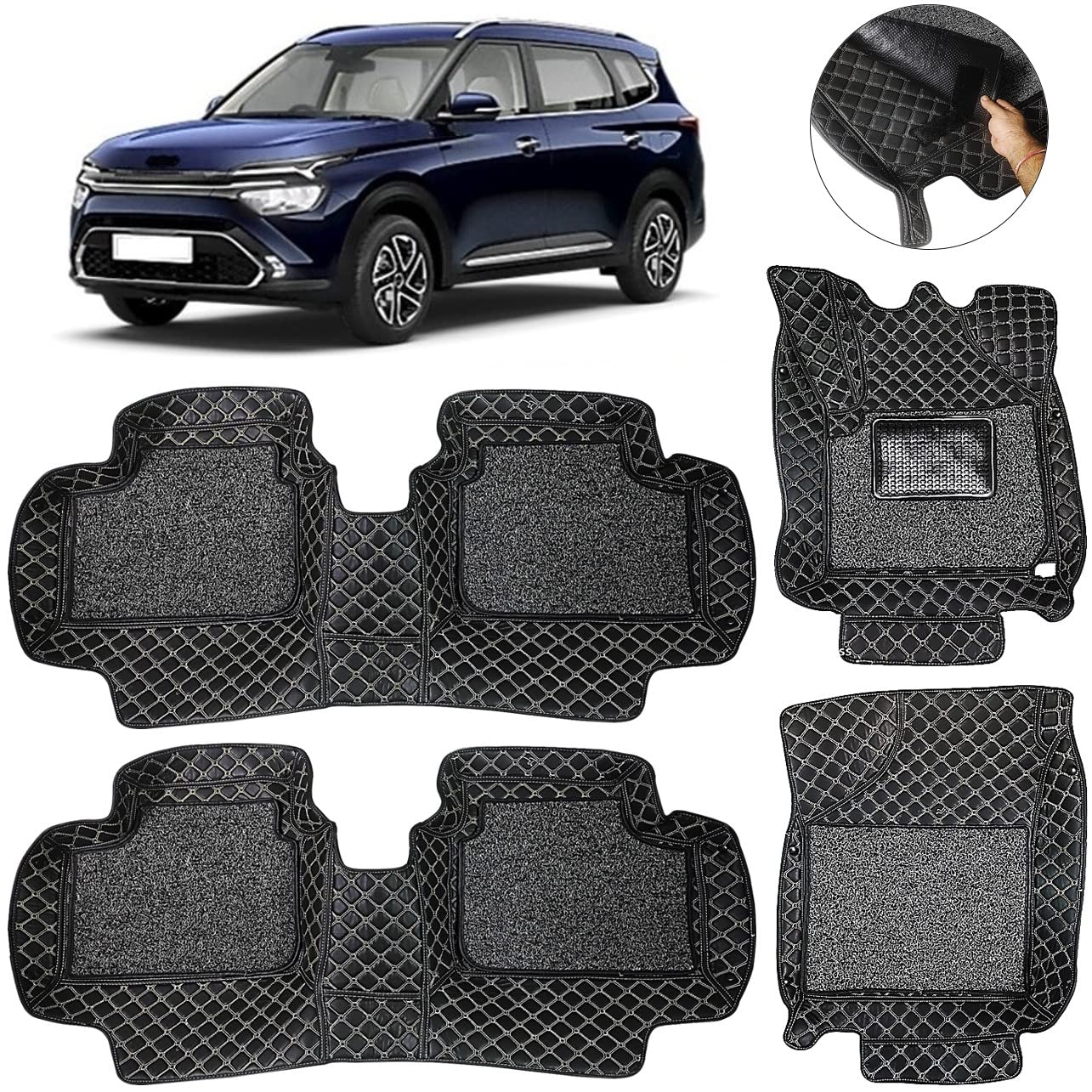 Vahan Expo Premium 7D Car Mat Full Set for Kia Carens 7 Seater | Luxury ...