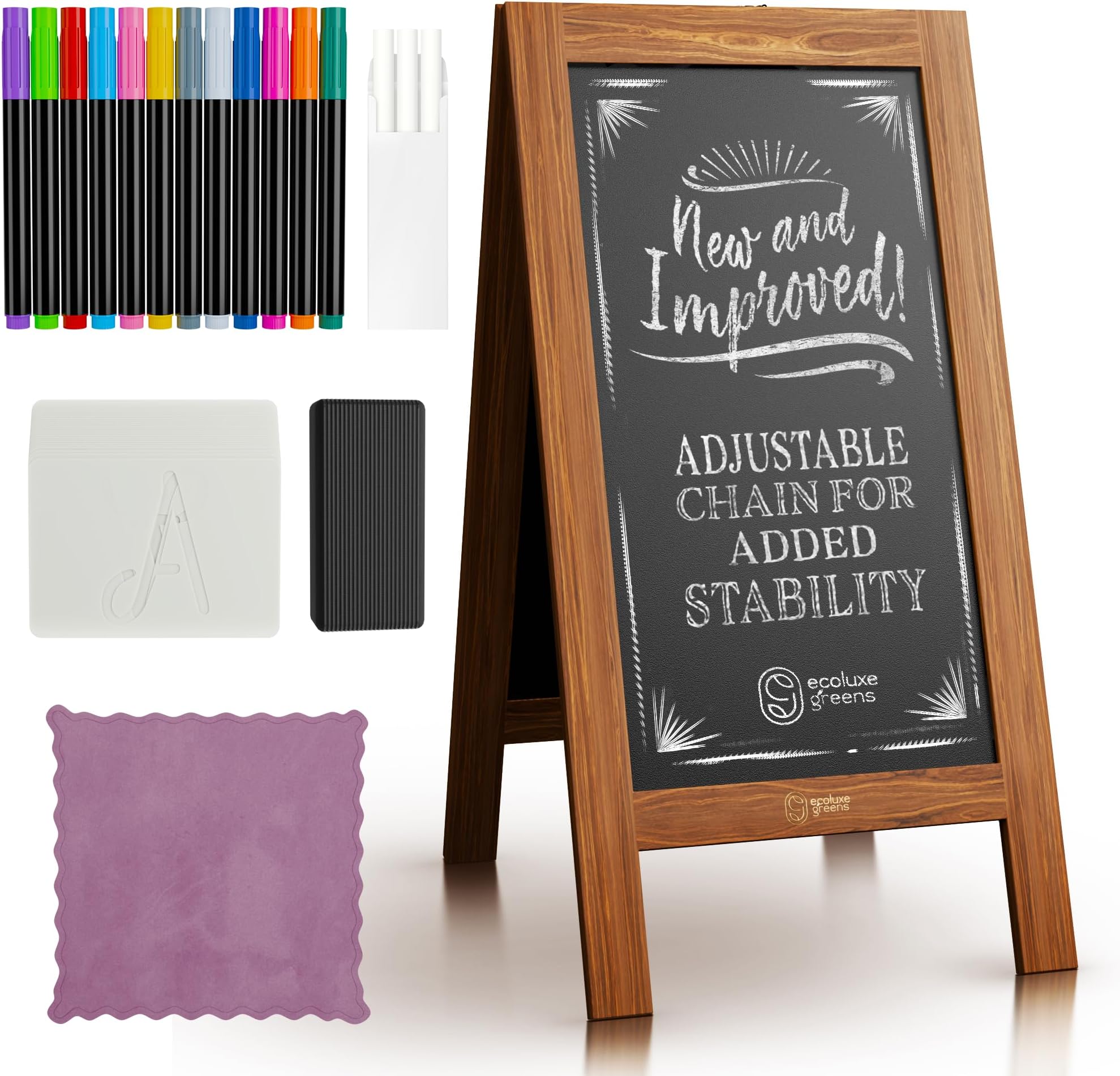 Amazon.com : EcoLuxe Greens Sandwich Board - 2.0 - Wooden A Frame Easel ...