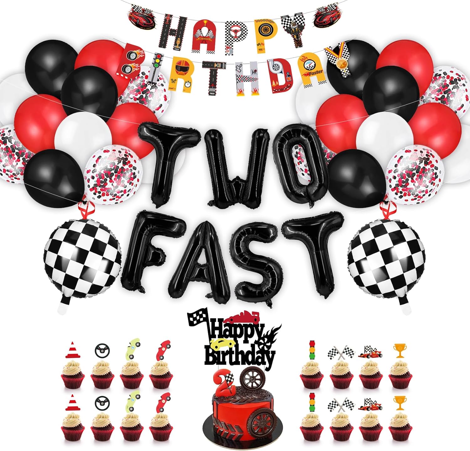 Amazon.com: Two Fast Birthday Decor Two Fast Birthday Decorations ...