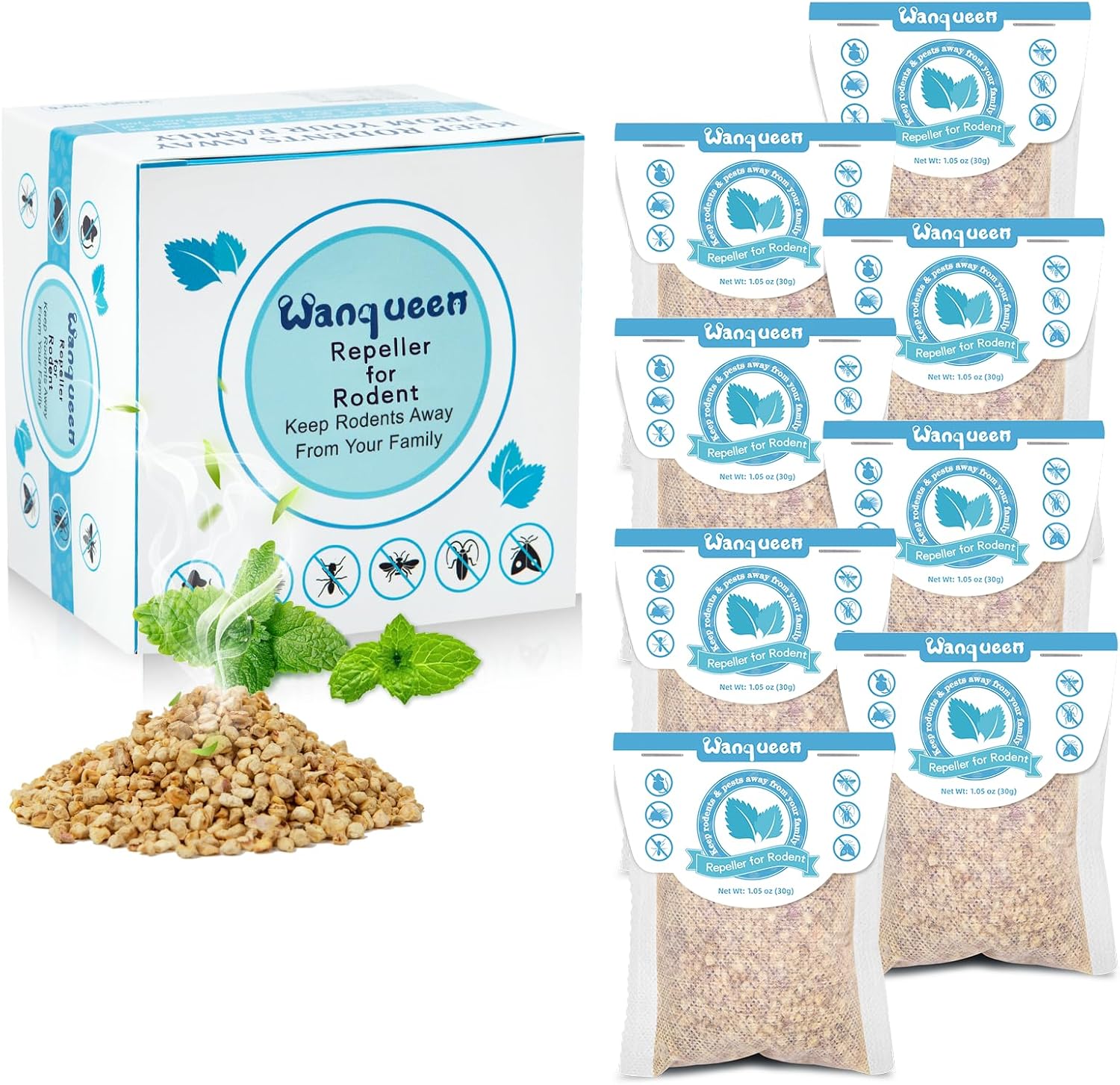 Amazon.com: 8 Pack Natural Mouse Repellent Pouches Peppermint Oil to ...