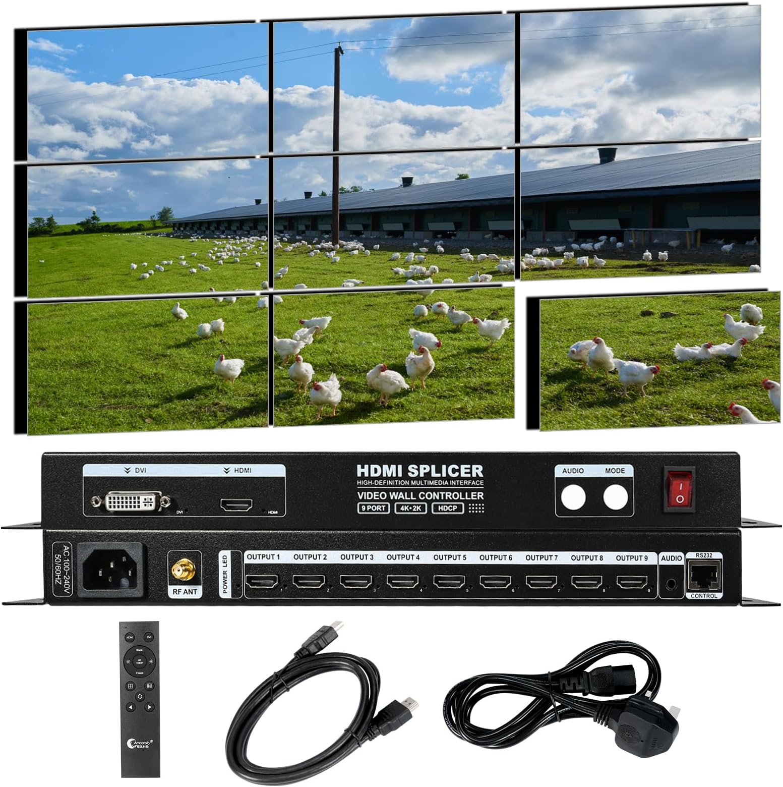 4K 3x3 Video Wall Controller, Video Wall Controller 4k 1x3 1x4 2x3 2x4 ...