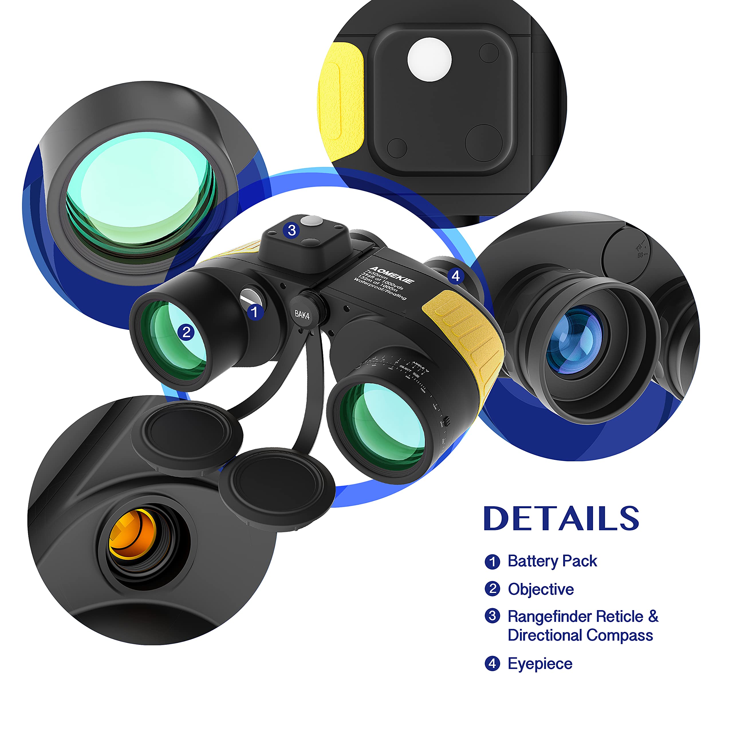 AOMEKIE Marine Binoculars for Adults 7X50 Military Waterproof ...