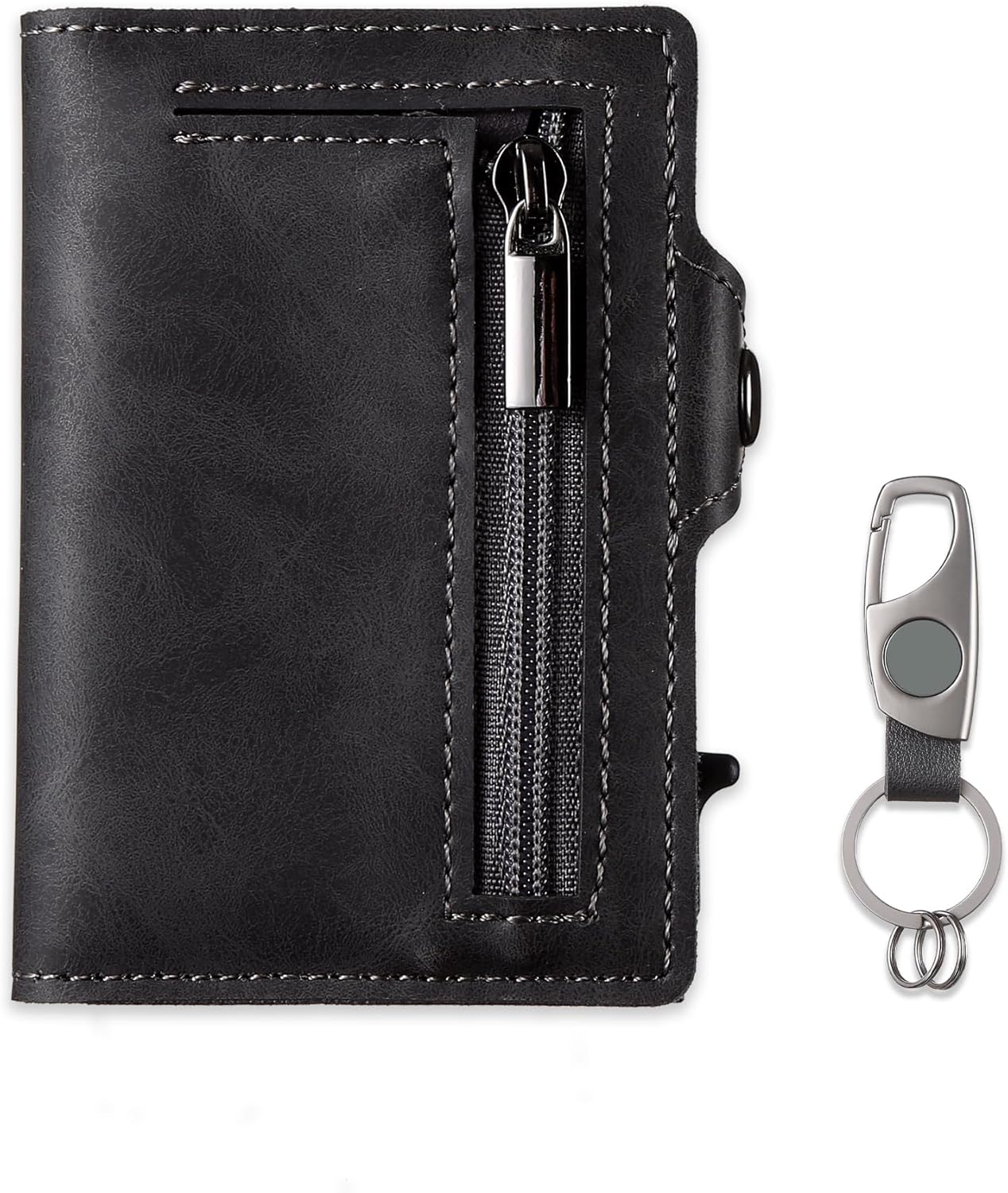 Amazon.com: Minimalist Metal Wallet With Money Clip - Front Pocket ...