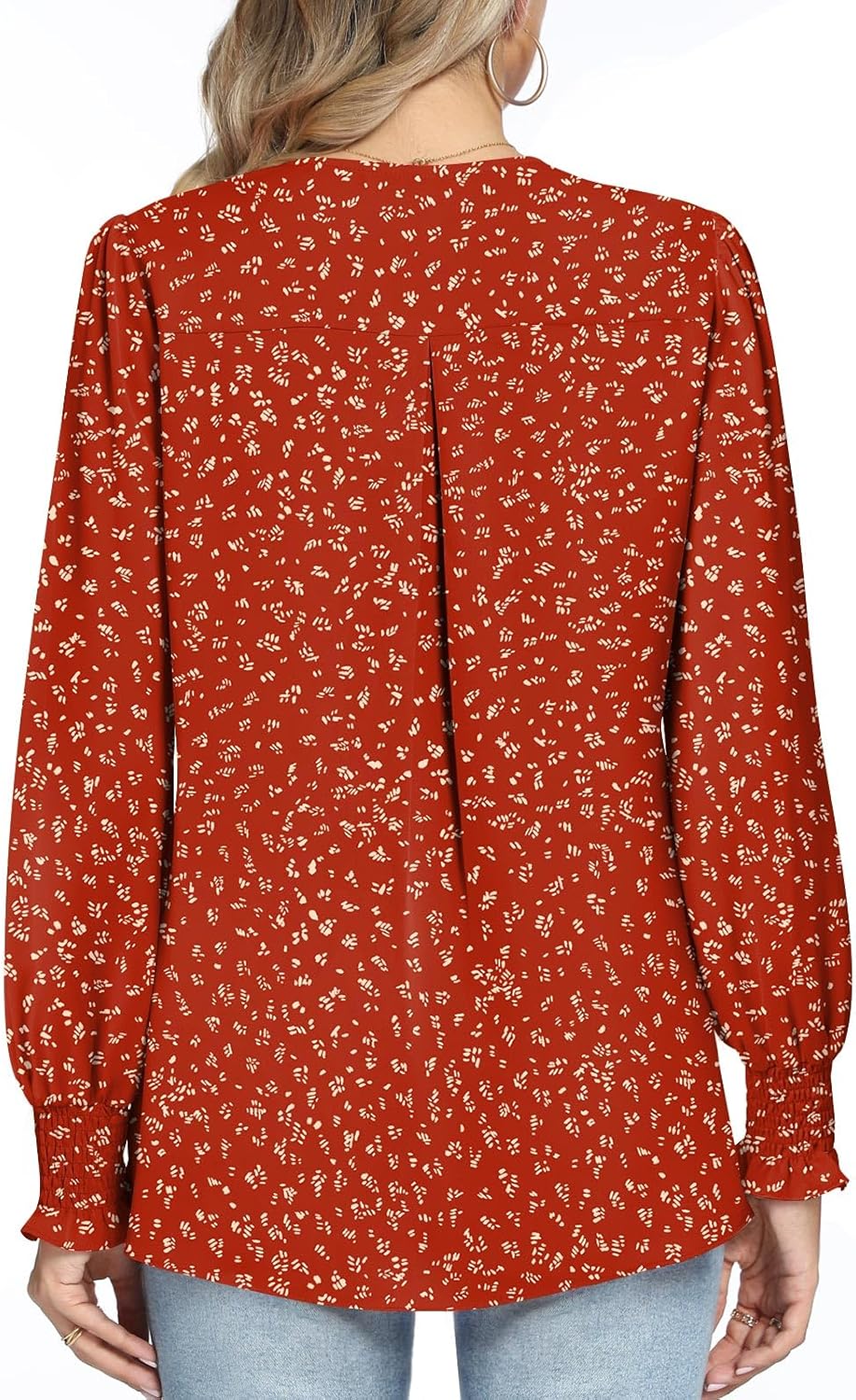 Anyally Women's Dressy Chiffon Blouses V Neck Puff Sleeve Tunic Tops ...