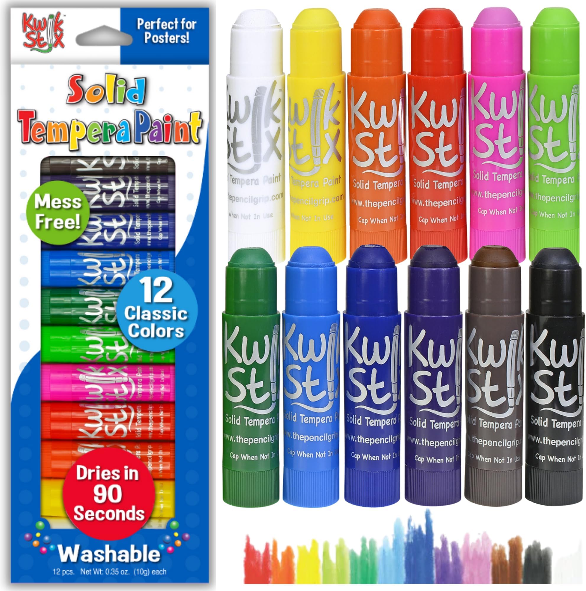 Amazon.com: Kwik Stix Solid Tempera Paint Sticks, 12 Colors, Washable ...