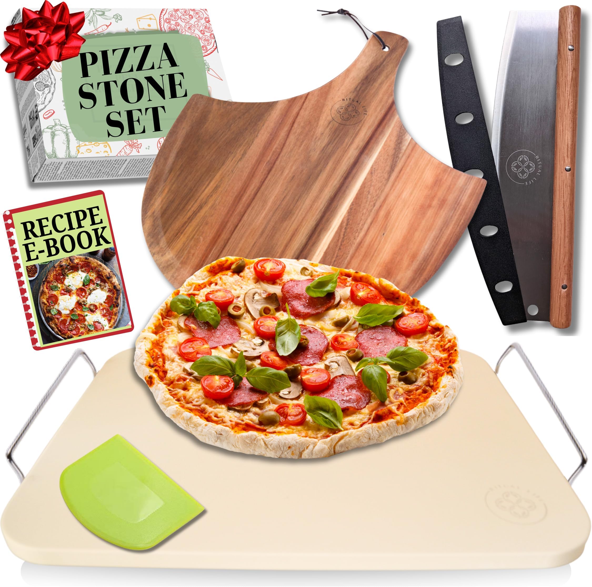 Amazon.com: 13 Inch Round Pizza Stones for Grill and Oven, Cordierite ...