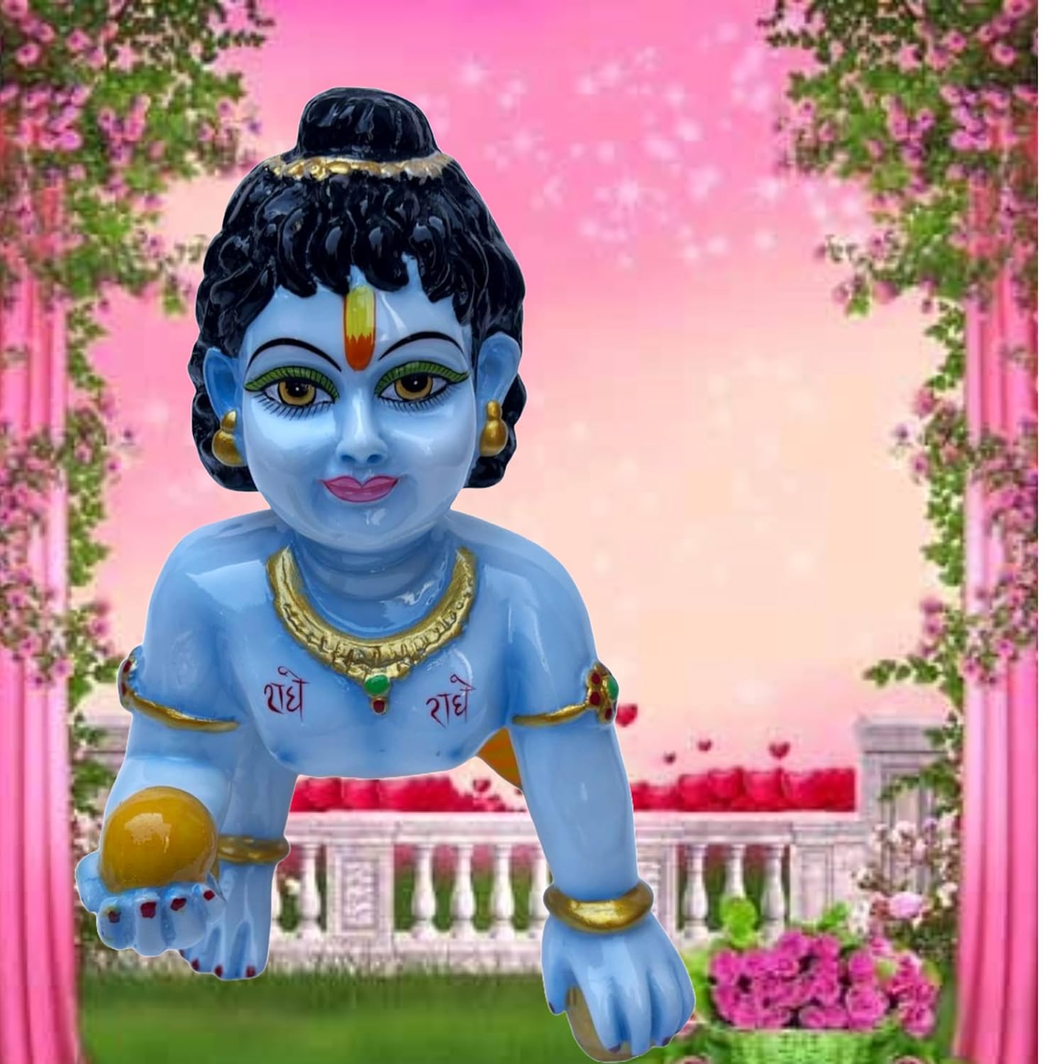 Buy ARADH Laddu Gopal Bal Gopal & Baanke Bihari Made of Marble Embrace ...