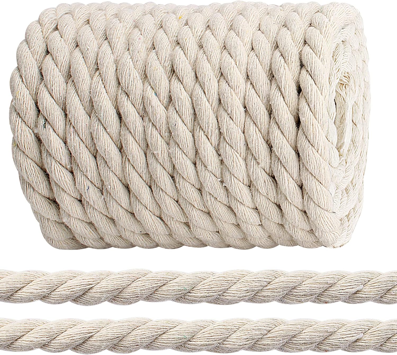 Macrame Cord, 10mm x 36Feet Cotton Rope, Beige 3-Strand Cotton Macrame ...