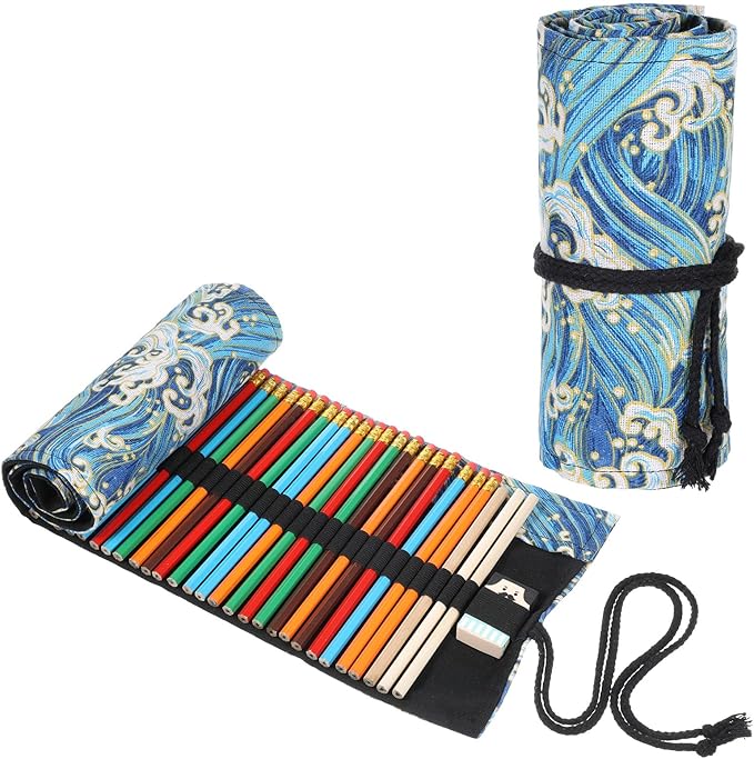 Amazon.com: Qianyu 72 Slots Canvas Pencil Rolls Artist Colored Pencils ...