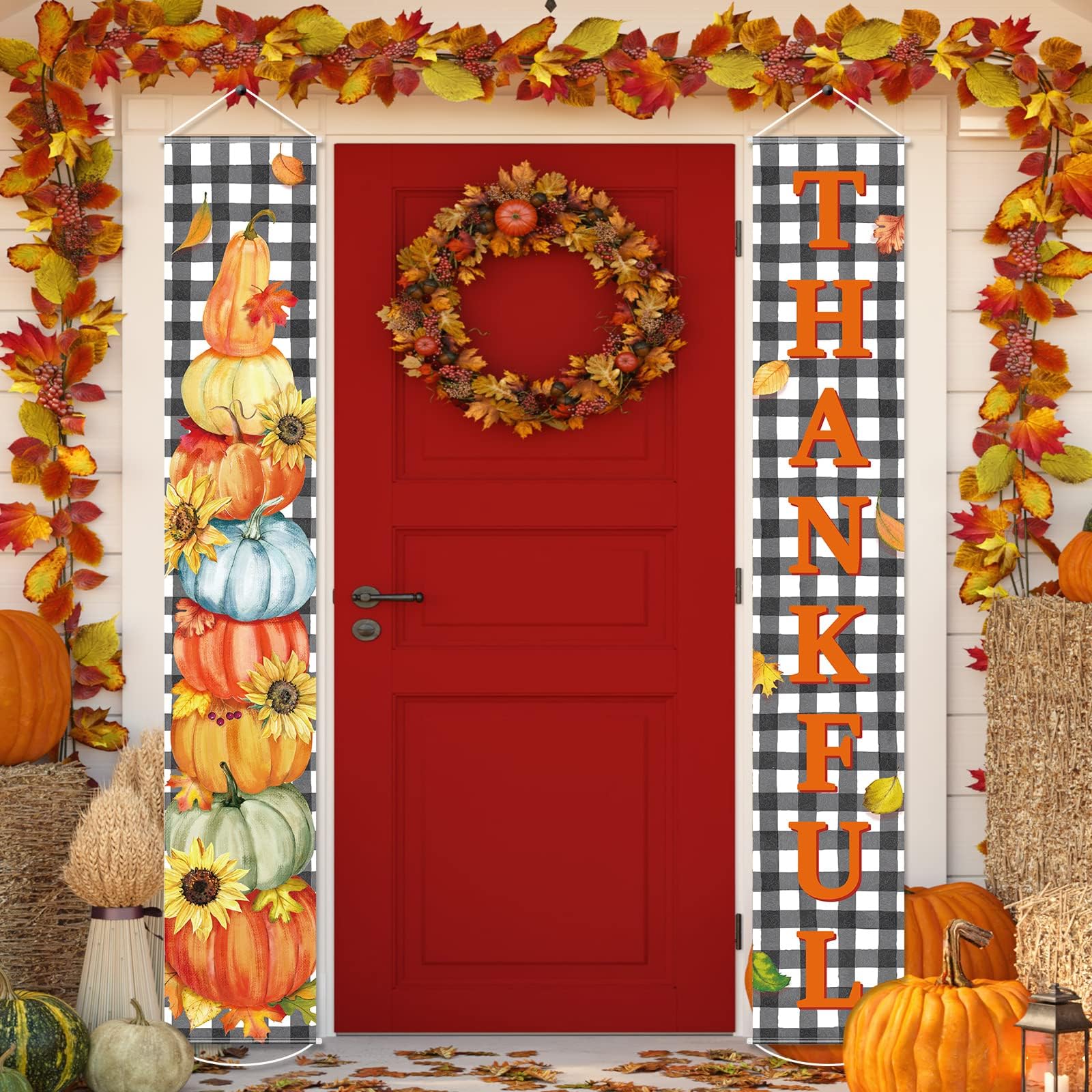 Amazon.com : AVOIN Happy Fall Y'all Give Thanks Porch Sign, Autumn ...