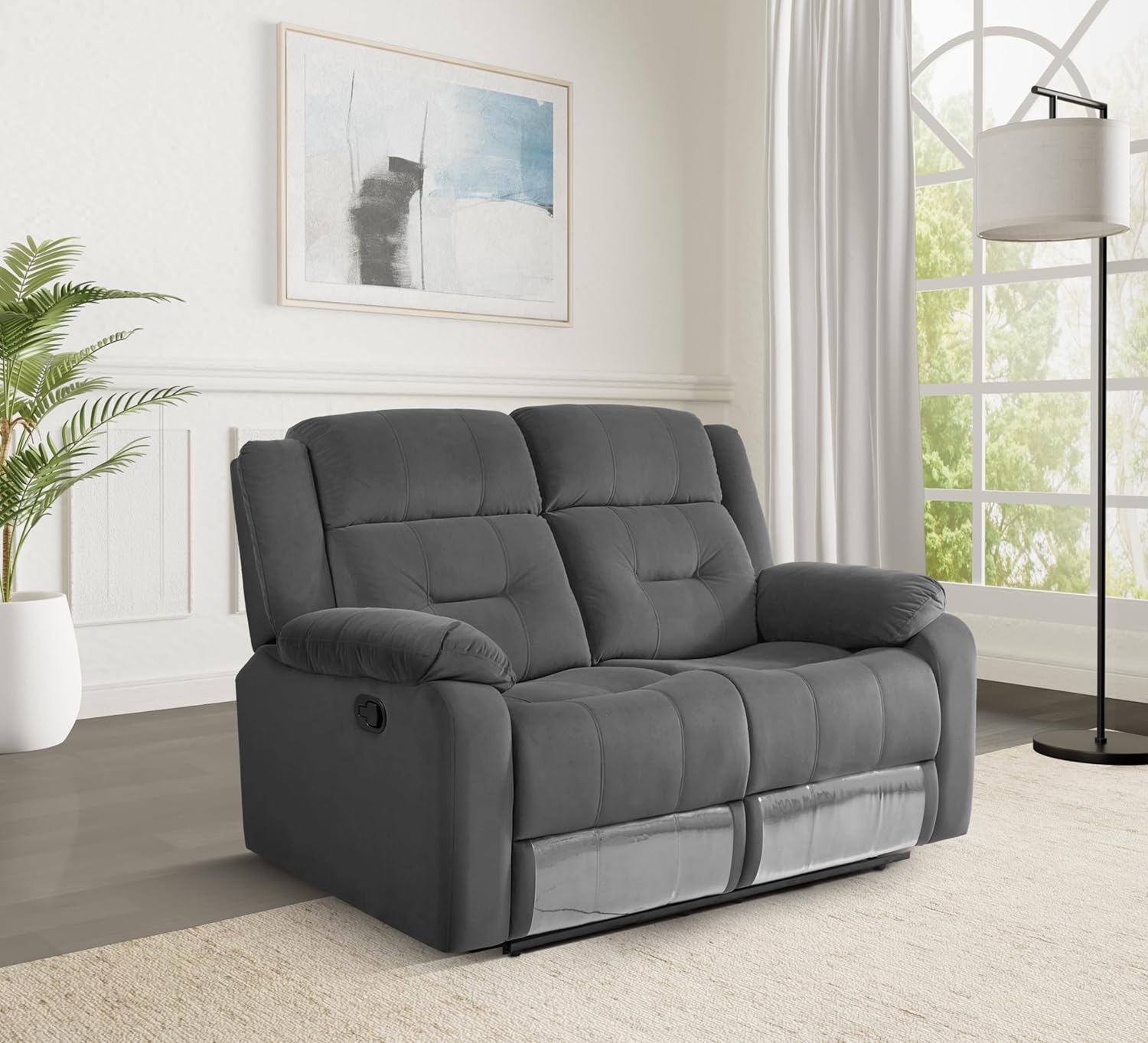 Amazon Brand - Solimo Costa 2 Seater Fabric Manual Recliner (Grey ...