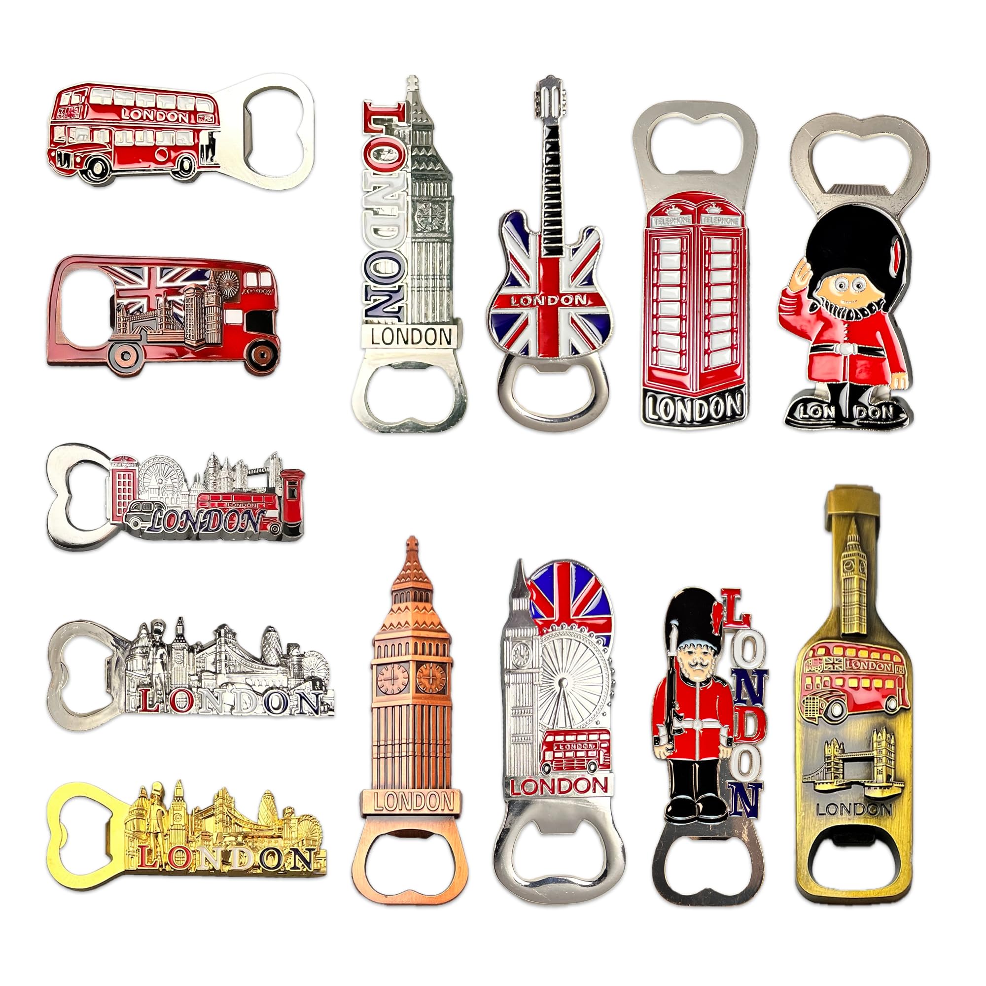 SAJAK 12X London Bottle Opener Fridge Magnets – Collectible Metal ...