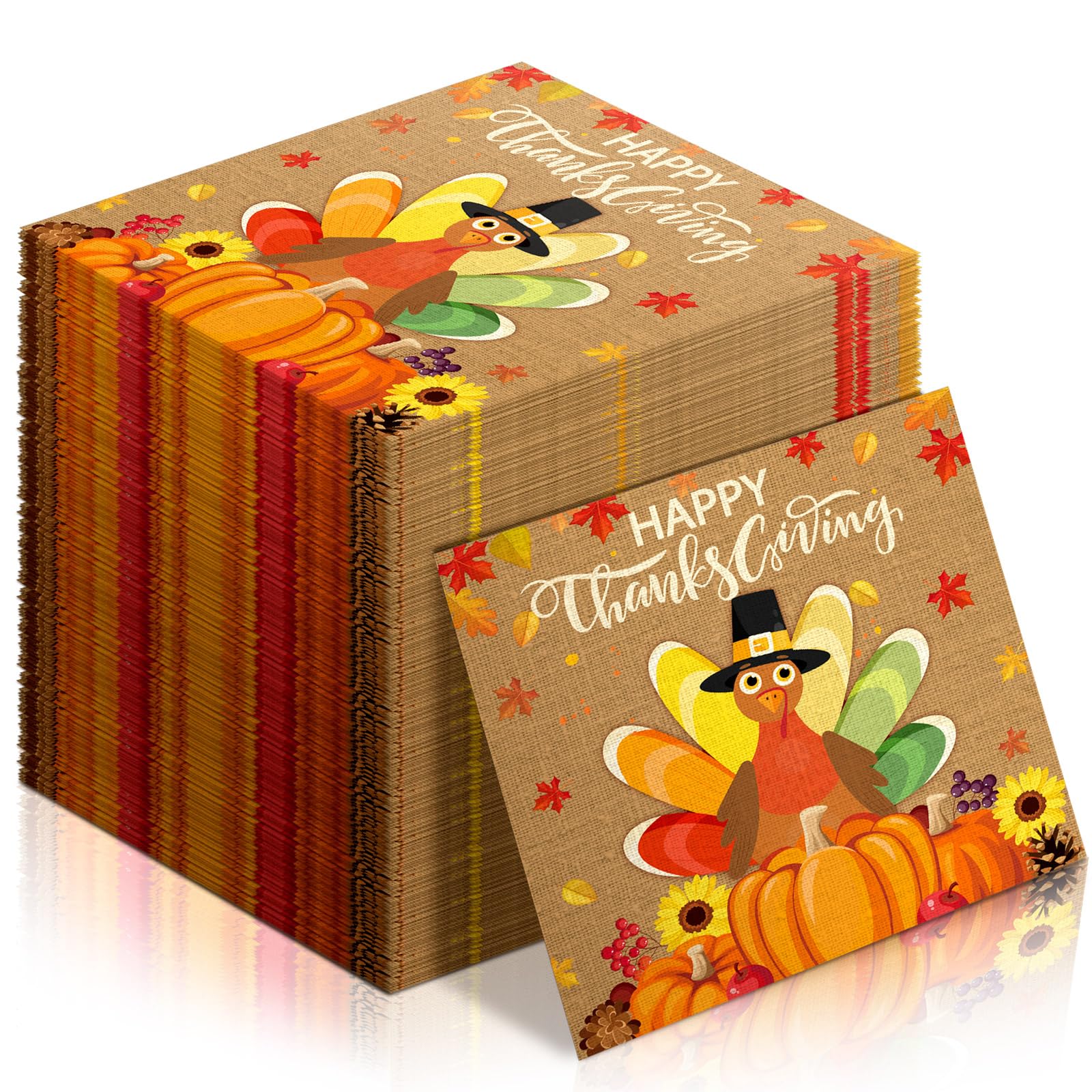 Amazon.com: 100 Pcs Thanksgiving Paper Napkins Disposable Turkey ...