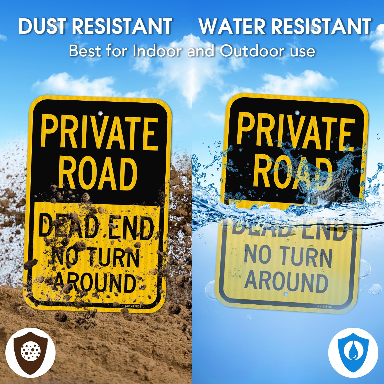 Dead End Sign 2 Pack S - 18x12 Private Road Aluminum Signs With ...