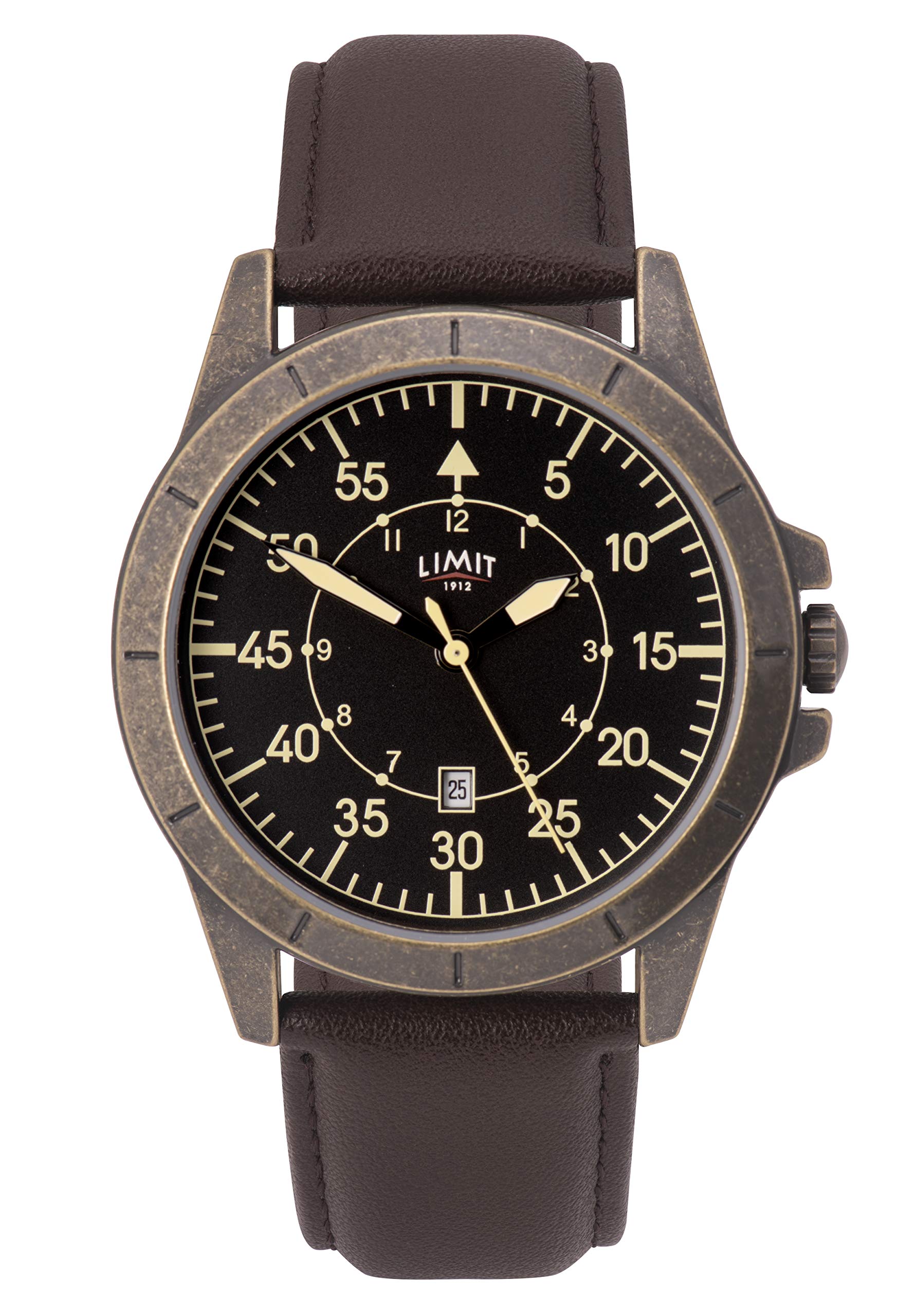 Limit Mens Pilot Inspired Date Watch With Antique Finish Brown | Desertcart Seychelles