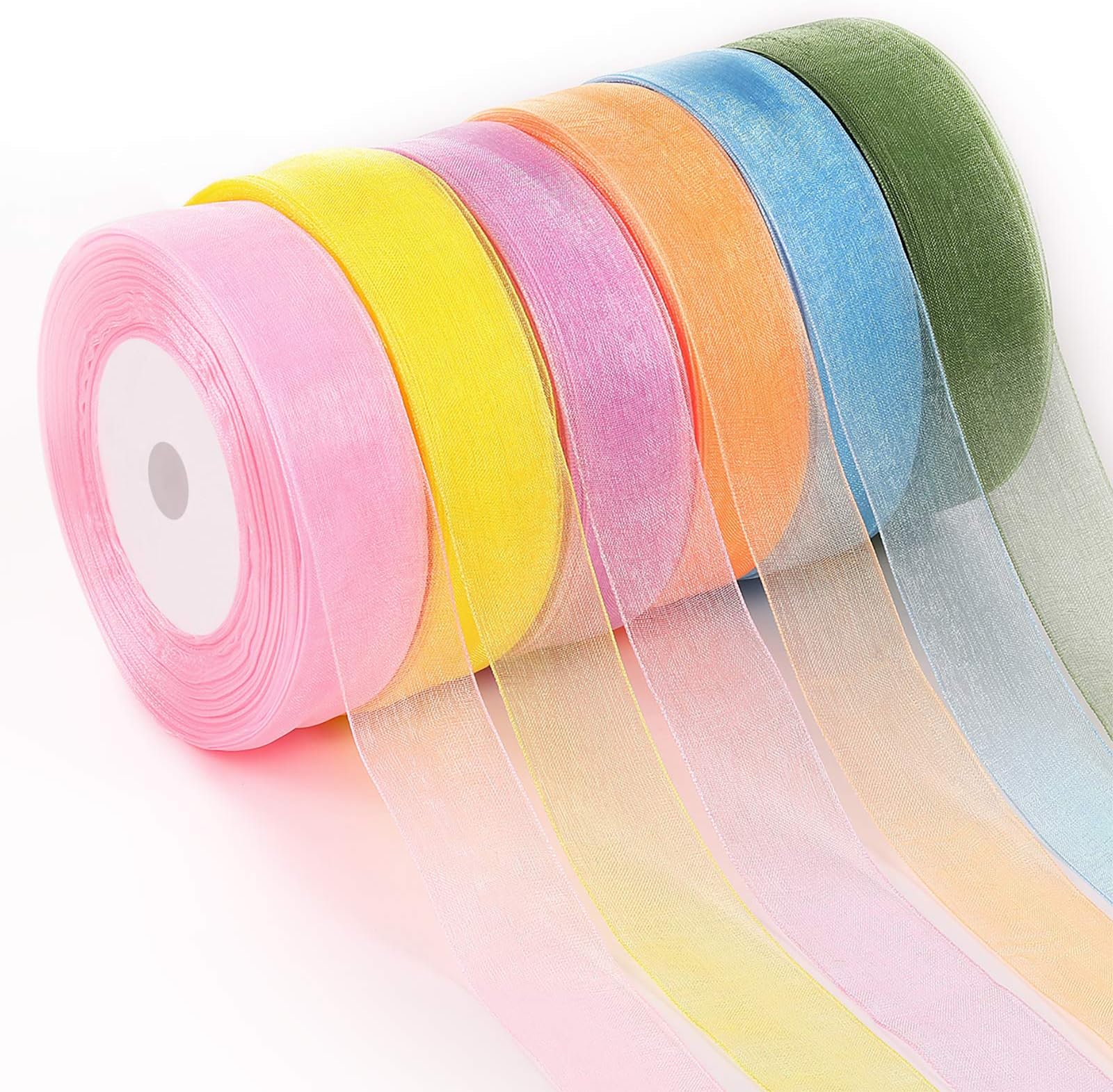 Amazon.com: FAYADA Sheer Organza Ribbons 100 Yards Sheer Ribbon Chiffon ...