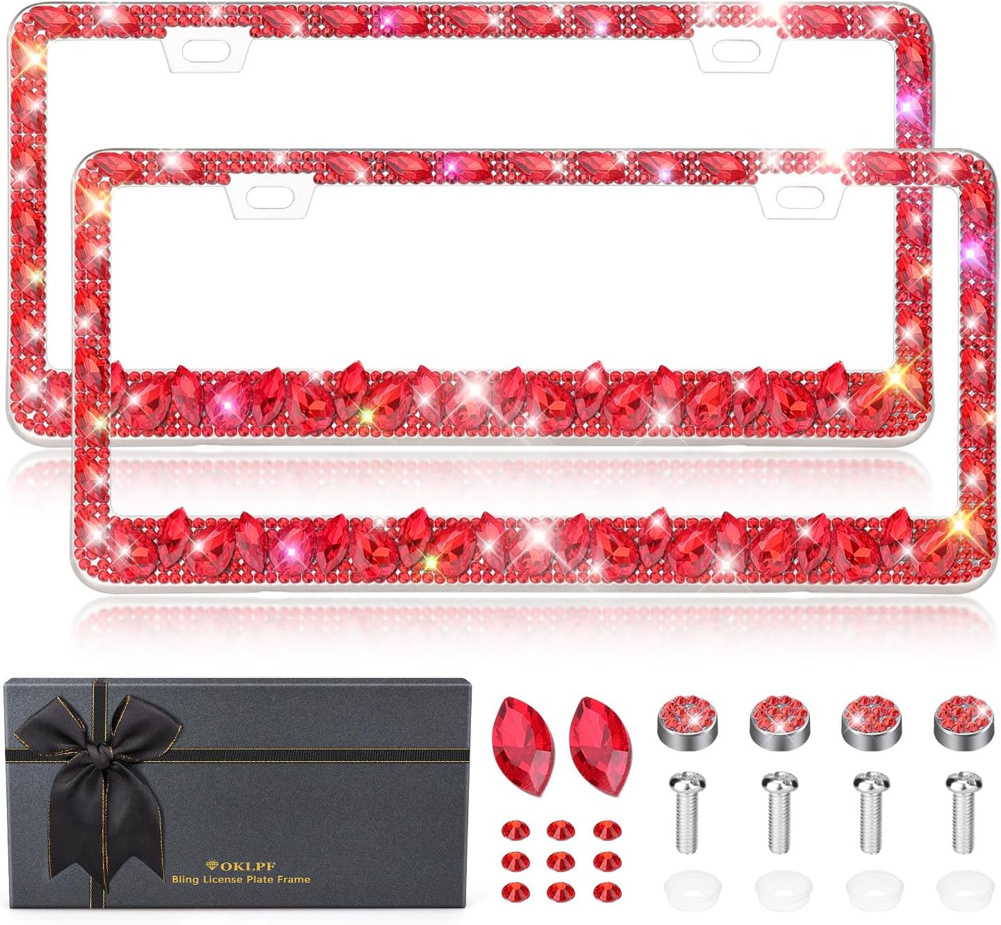 Amazon.com: OKLPF Rhinestone Bling License Plate Frames for Women - Sparkle with Glitter ...