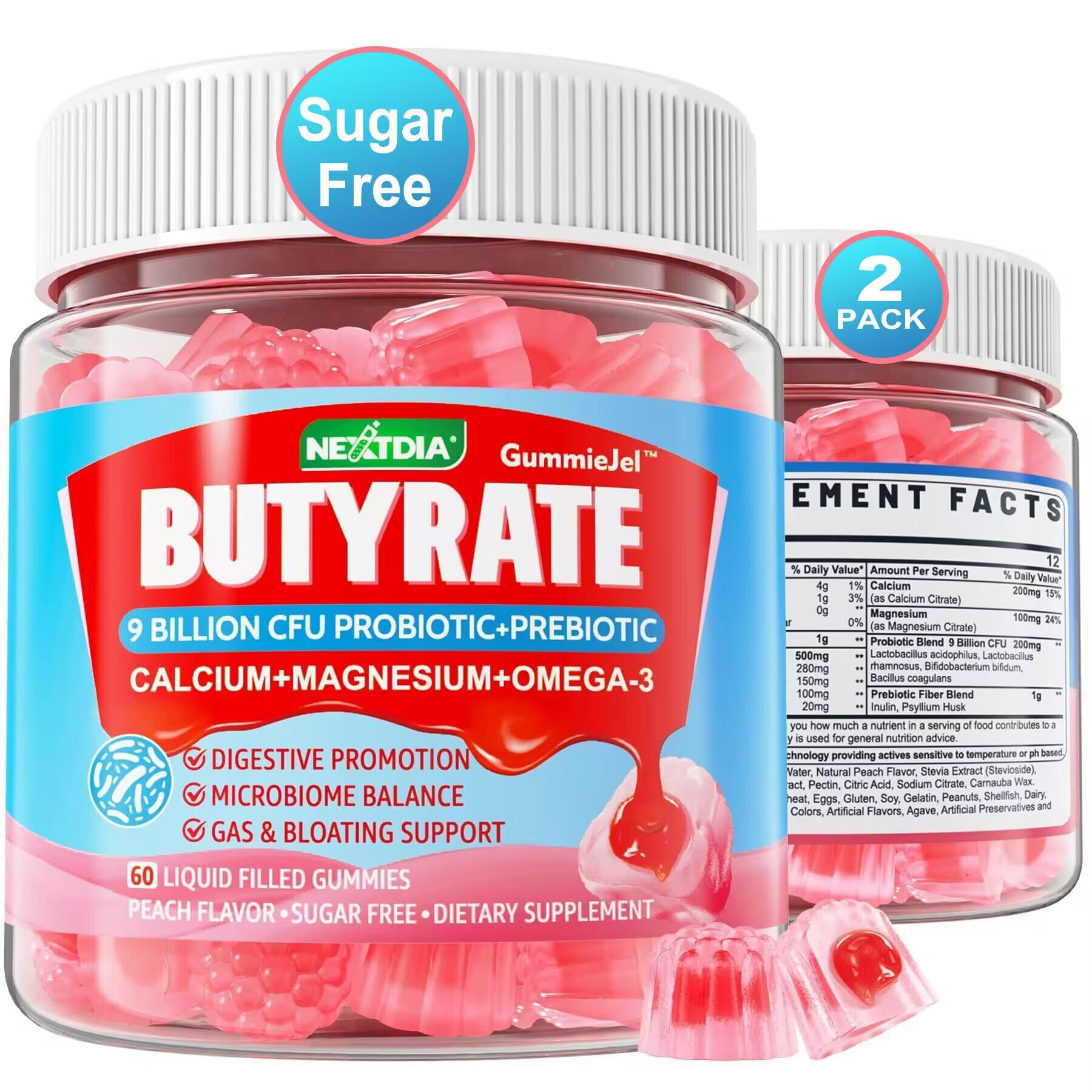 Amazon.com: Butyrate Gummies with Probiotic + Prebiotic + Postbiotic ...