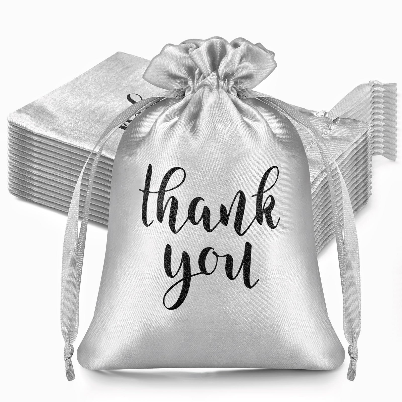 Amazon.com: Sieral 50 Pcs Thank You Satin Gift Bags with Drawstring ...