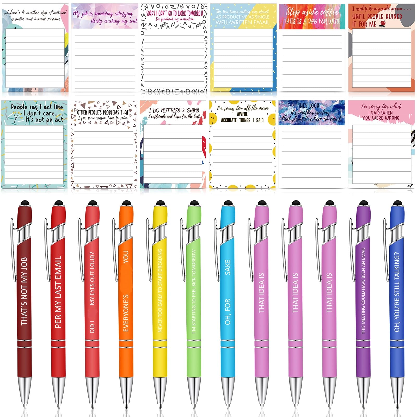 Amazon.com : Geyee 24 Pcs Sarcastic Notepads with Sayings Pens Funny ...