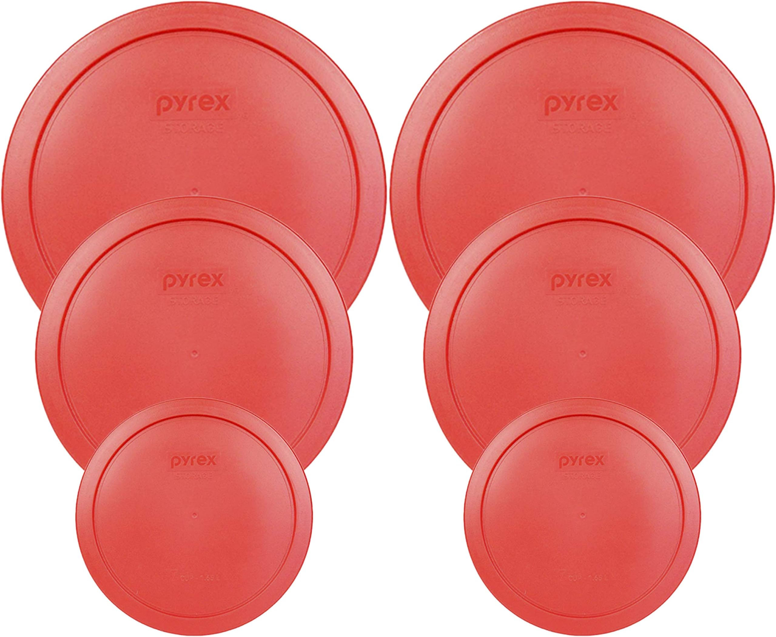 Amazon.com: Pyrex (2) 7200 2 Cup (2) 7201 4 Cup (2) 7402 6/7 Cup Red ...